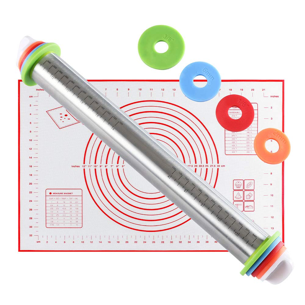 Amazon.com: Adjustable Rolling Pin, Stainless Steel Dough Roller Pins ...