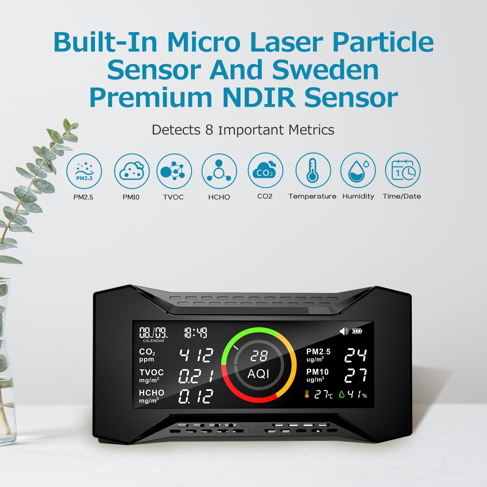 Snapklik.com : Simbow Air-Guardian AQ Air Quality Monitor, Indoor CO2 ...