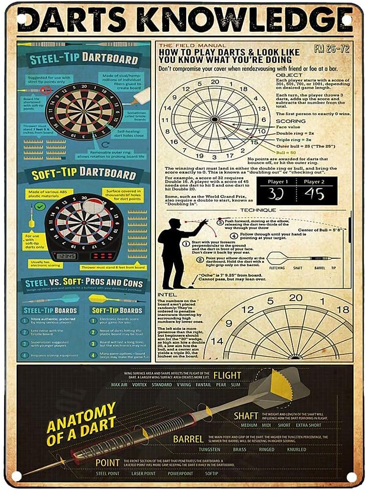 Amazon.com : 12x18 IN Darts Lovers Metal Sign Vintage Club Decor Darts ...