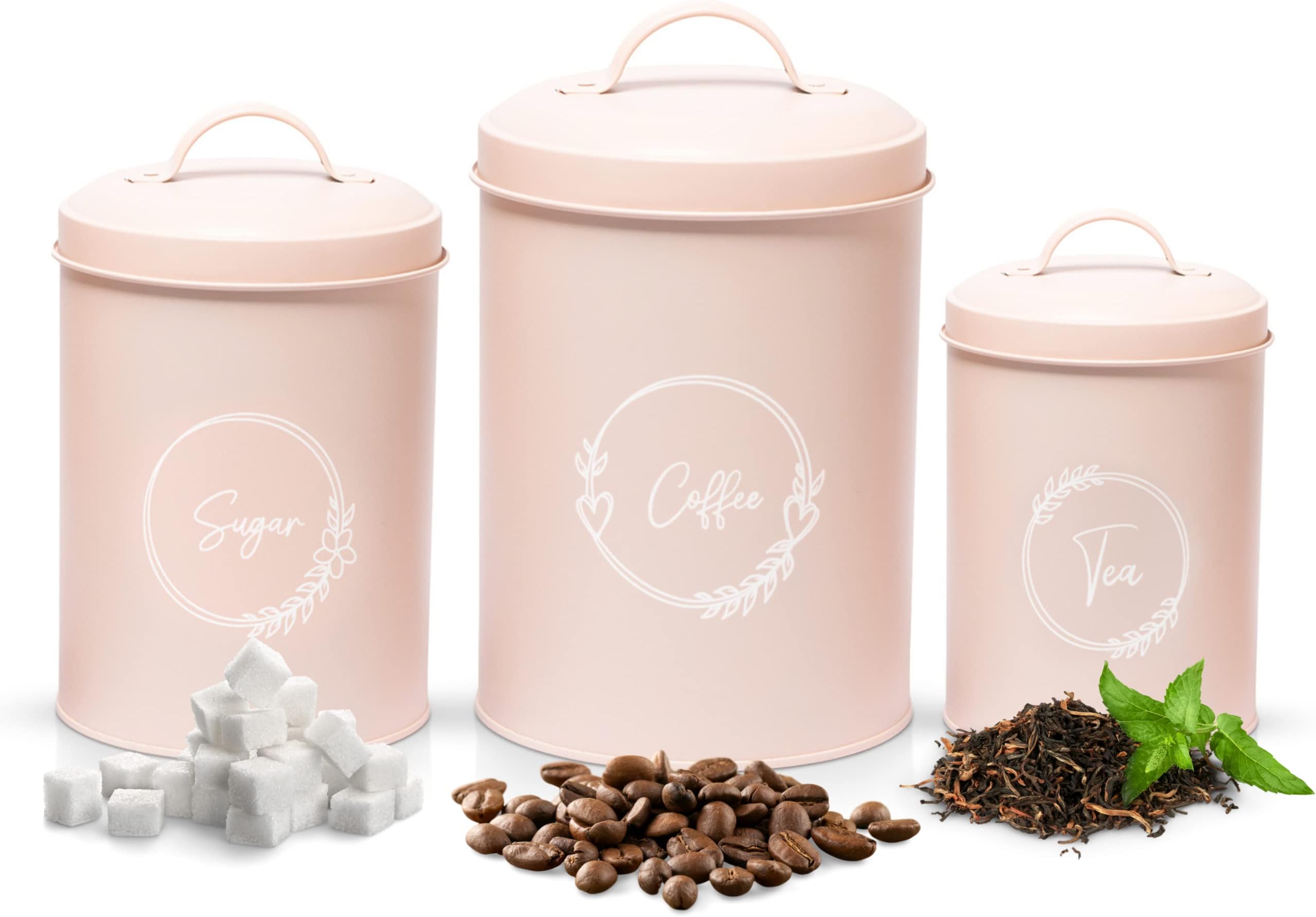 Amazon.com: Ceramic Kitchen Canister Set Pink Kitchen Ceramic Jars Set ...