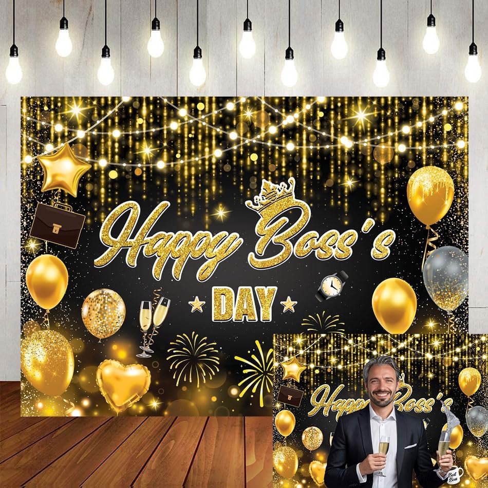 Amazon.com : Happy Boss's Day Backdrop Boss Day Party Photography ...