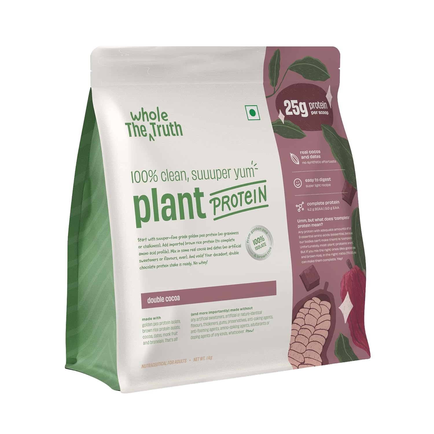 The Whole Truth Plant Protein Isolate Double Cocoa 1kg (2.2lbs) 25g ...