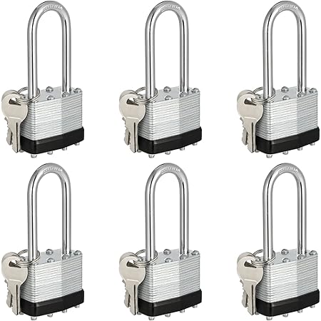 Amazon.com: CINCINNO Laminated Heavy Duty Padlocks Keyed Alike Set of 6 ...