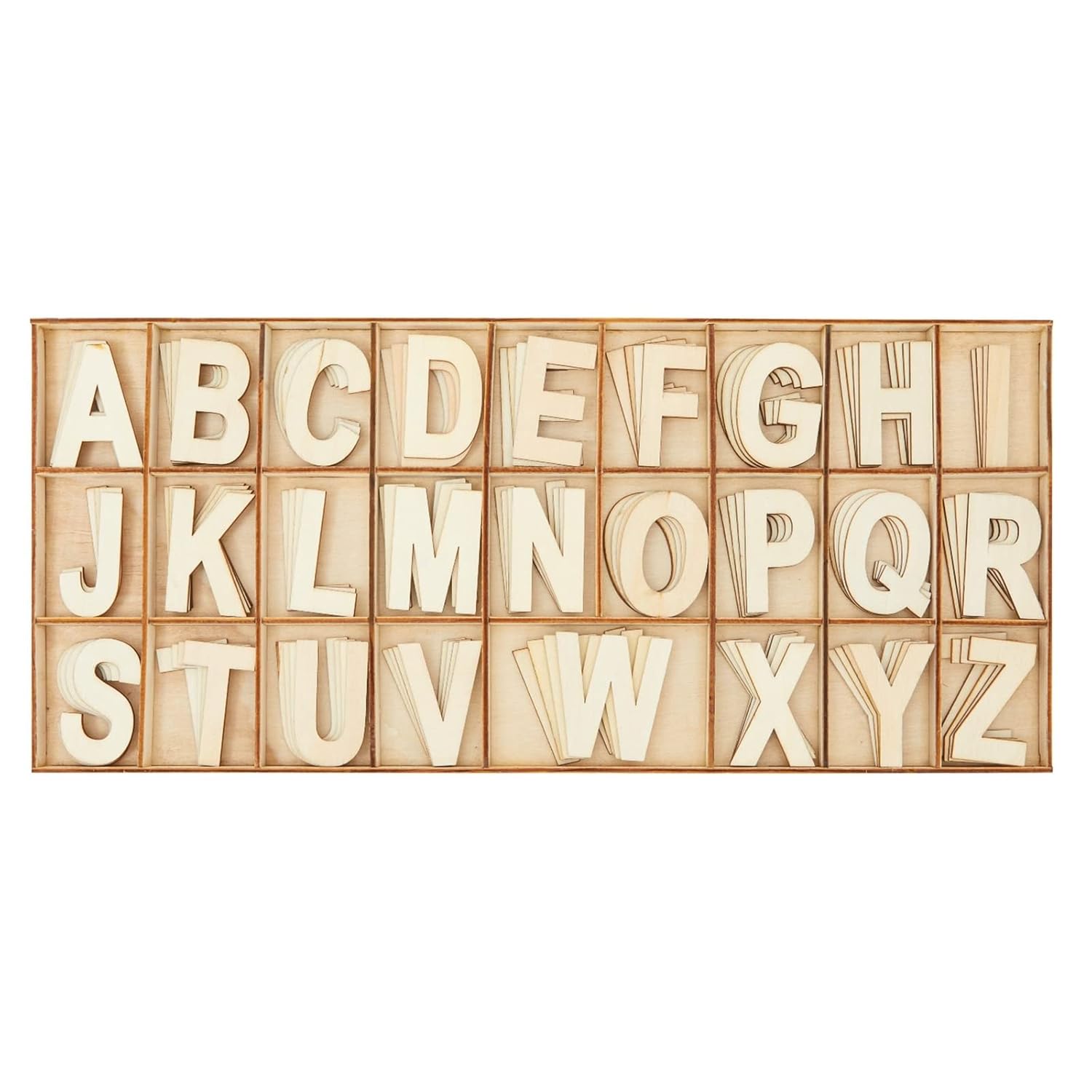 78-Piece Set Wooden Letters - Wooden Craft Letters with Storage Tray ...