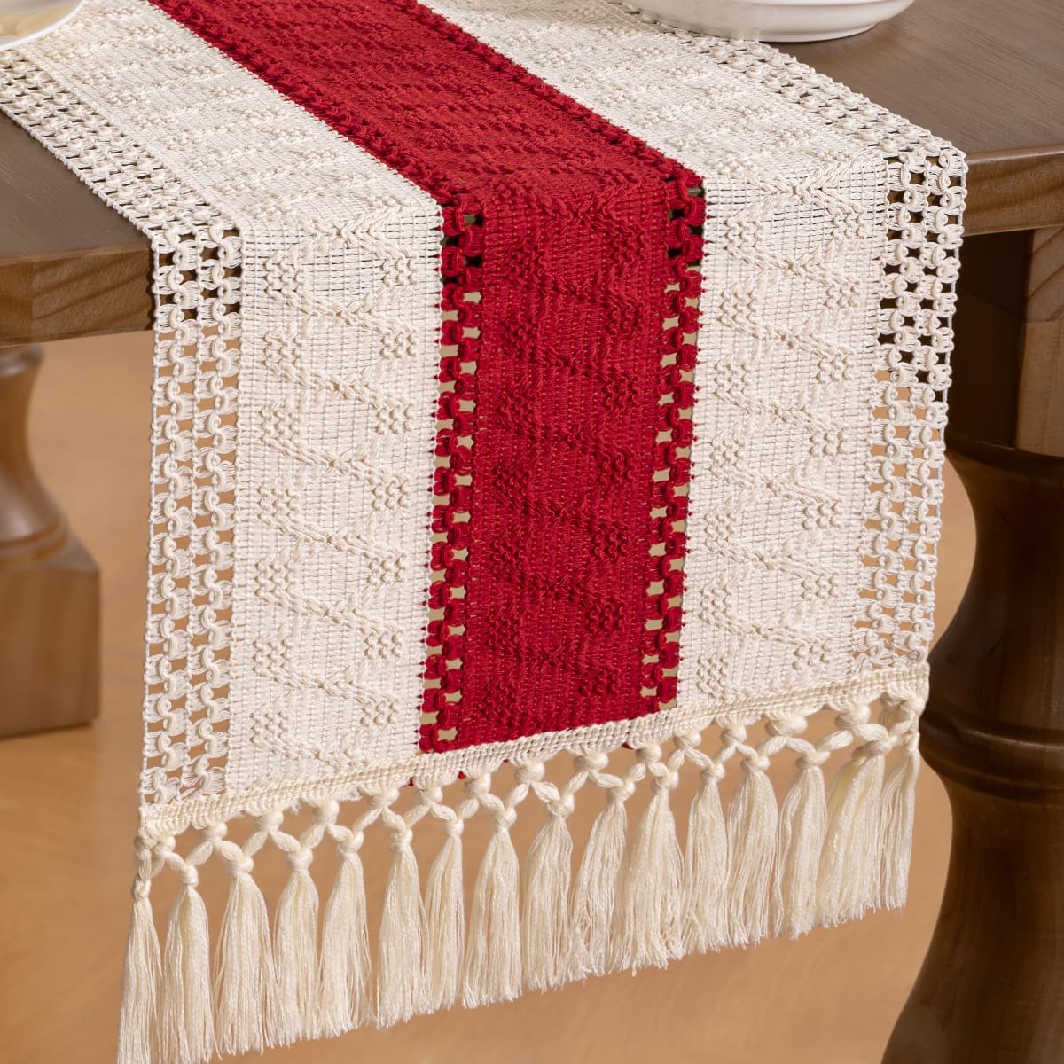 Amazon.com: MLMW Christmas Table Runner 90 inches Boho Farmhouse Rustic ...