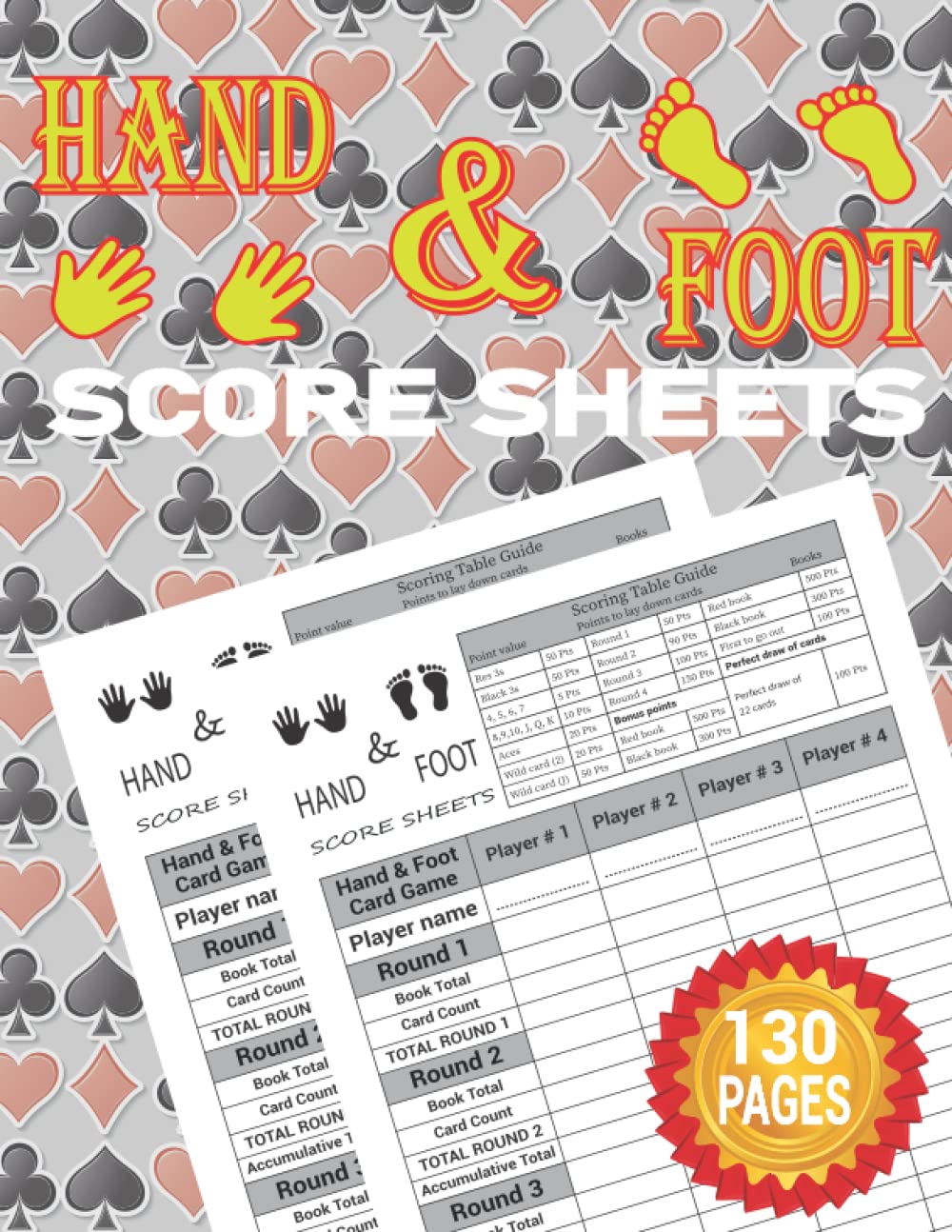 Hand & Foot Score Sheets: 130 Large Score Pads for Scorekeeping Book ...