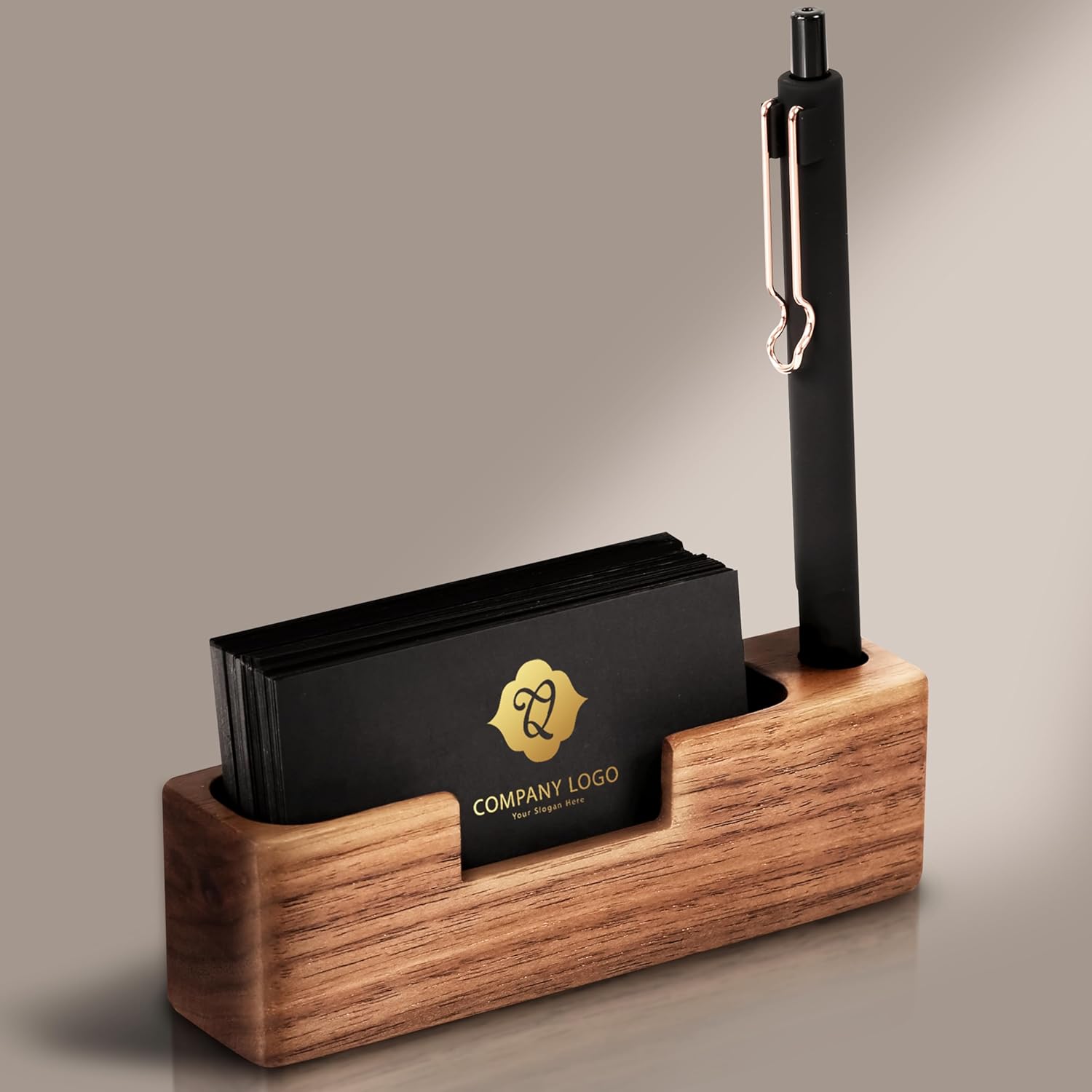 Amazon.com : WOODAMORE Business Card Holder for Desk - Wood Business ...