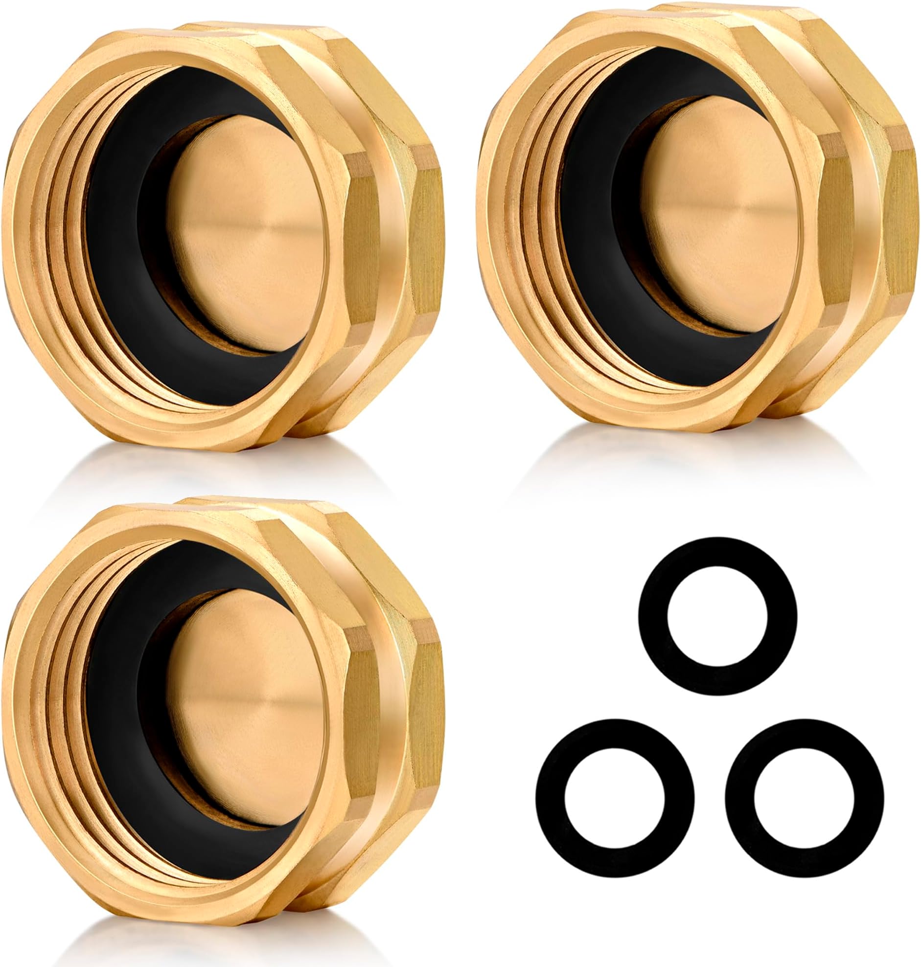 Amazon.com : Sanpaint 2 Pack Garden Hose End Caps with Washers, Brass ...