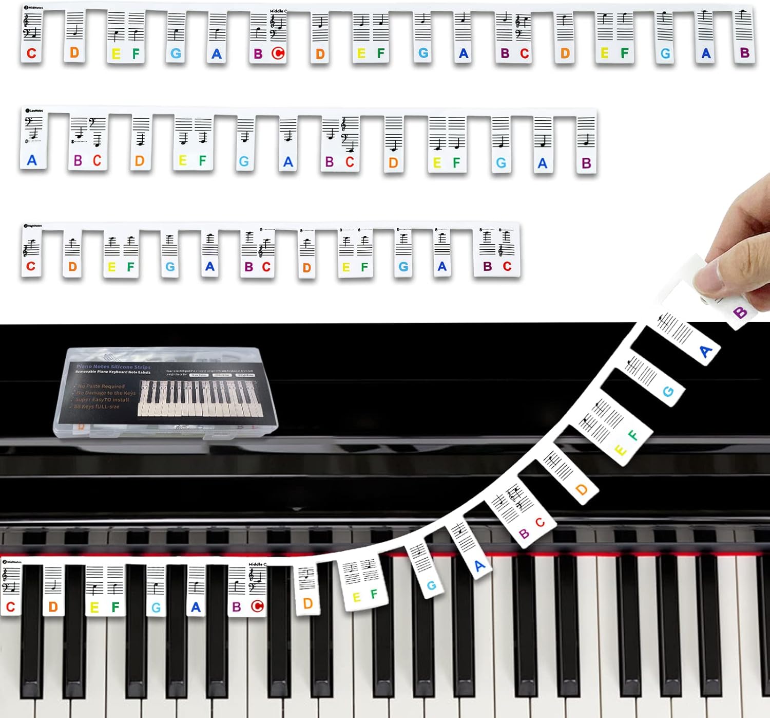 Amazon.com: Piano Key Stickers for Beginners Kids Full-Size Keys ...