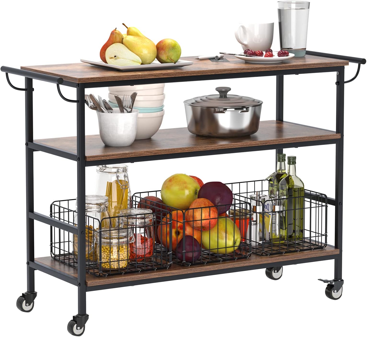 Amazon.com - SogesHome Industrial Serving Bar Cart, Wine Cart on Wheels ...