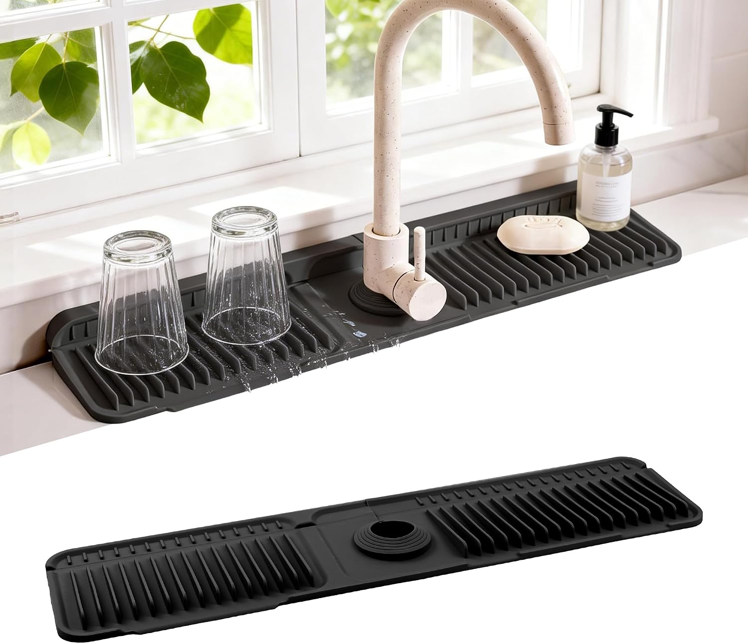Amazon.com: ZJWZLG Faucet Mat for Kitchen Sink, 24"X5.5" Silicone Sink ...