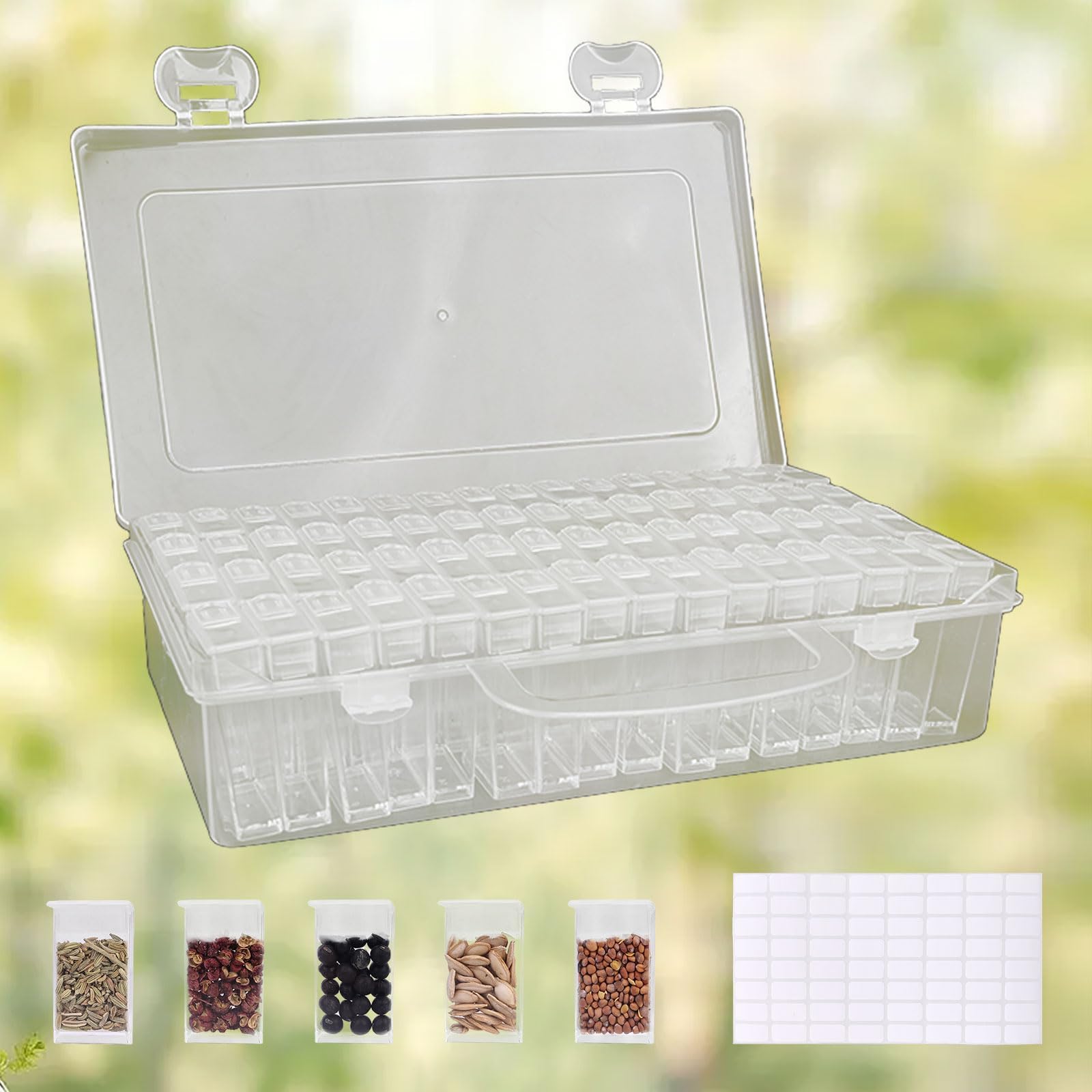 Amazon.com: Gvrebly 64 Slots Plastic Seed Storage Box Organizer with ...