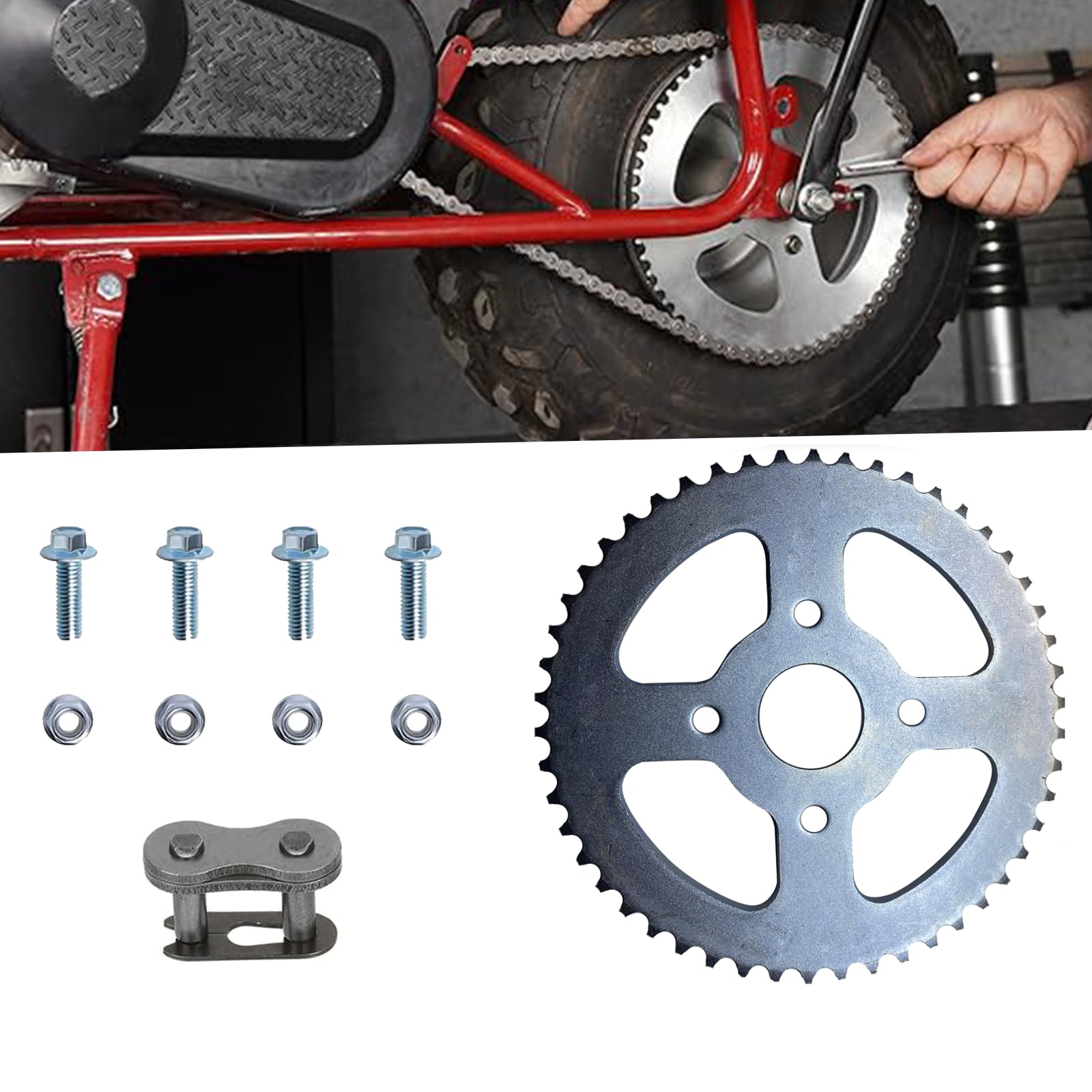 Amazon.com: QYMOTO CT200U 420 Chain Rear Sprocket 50 Tooth 4 Hole for ...