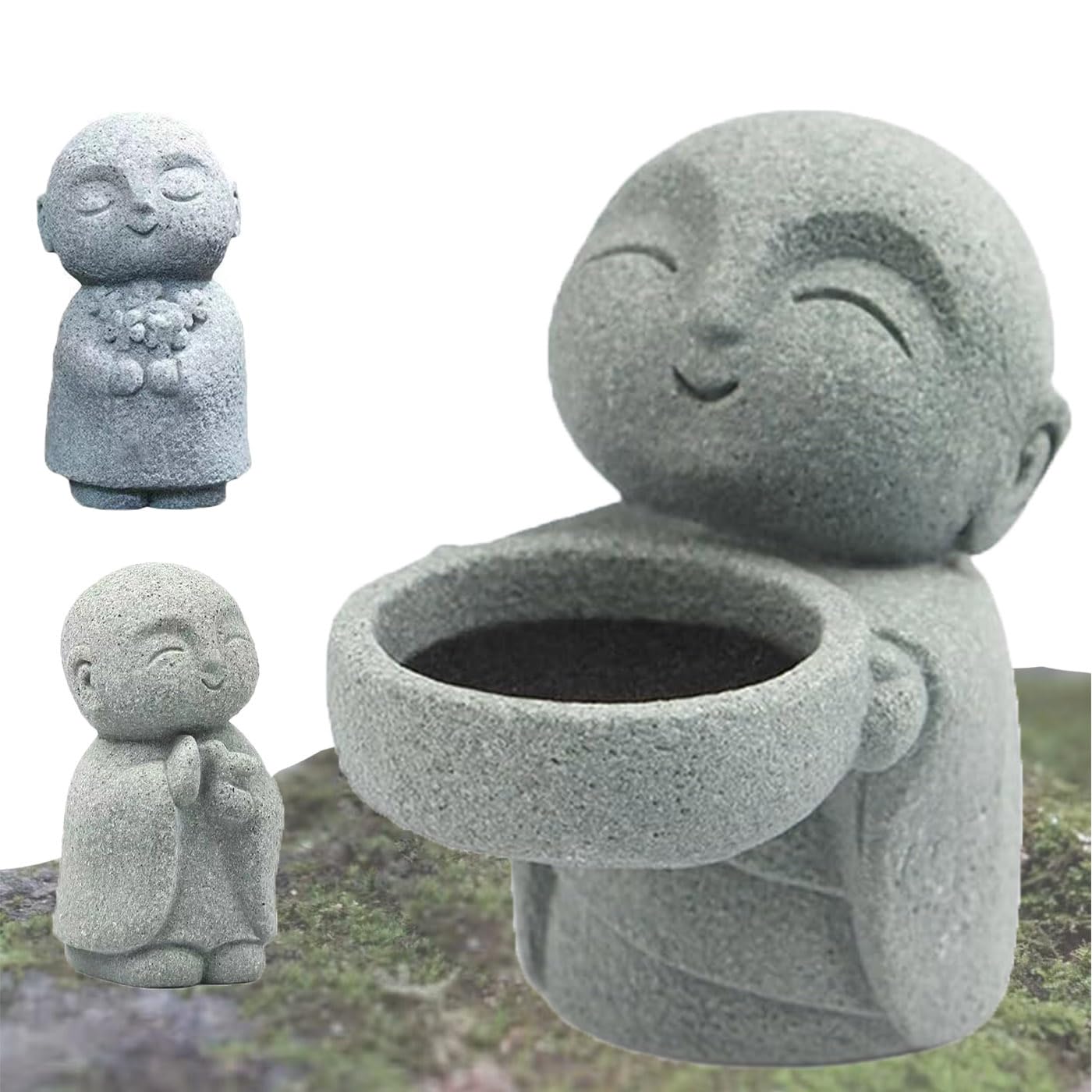Amazon.com: livelyfish Japanese Monk Statue Praying Zen Sandstone Mini ...