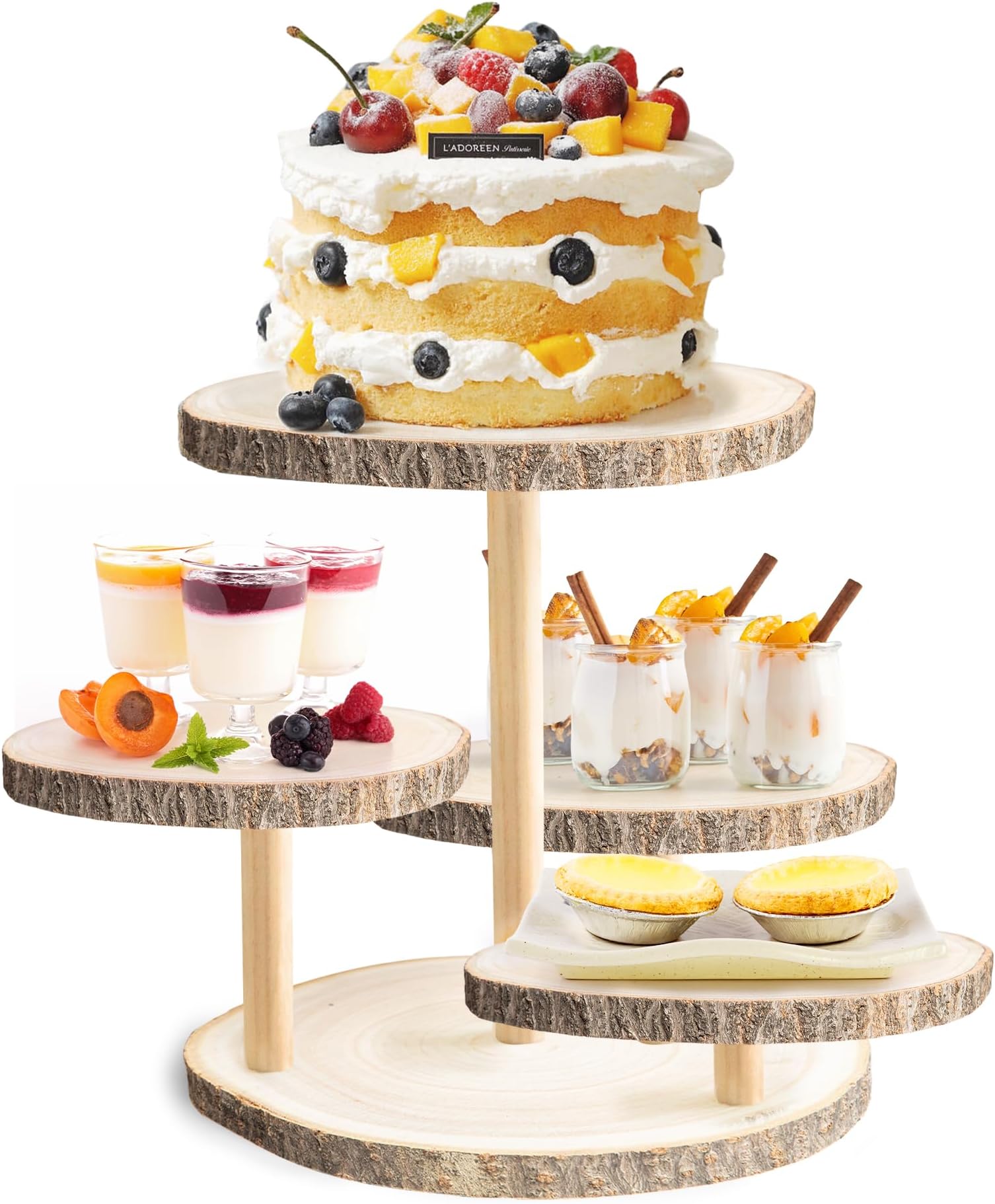 Amazon.com: VINAAN 5 Tier Wooden Cupcake Stand, Adjustable Cupcake ...