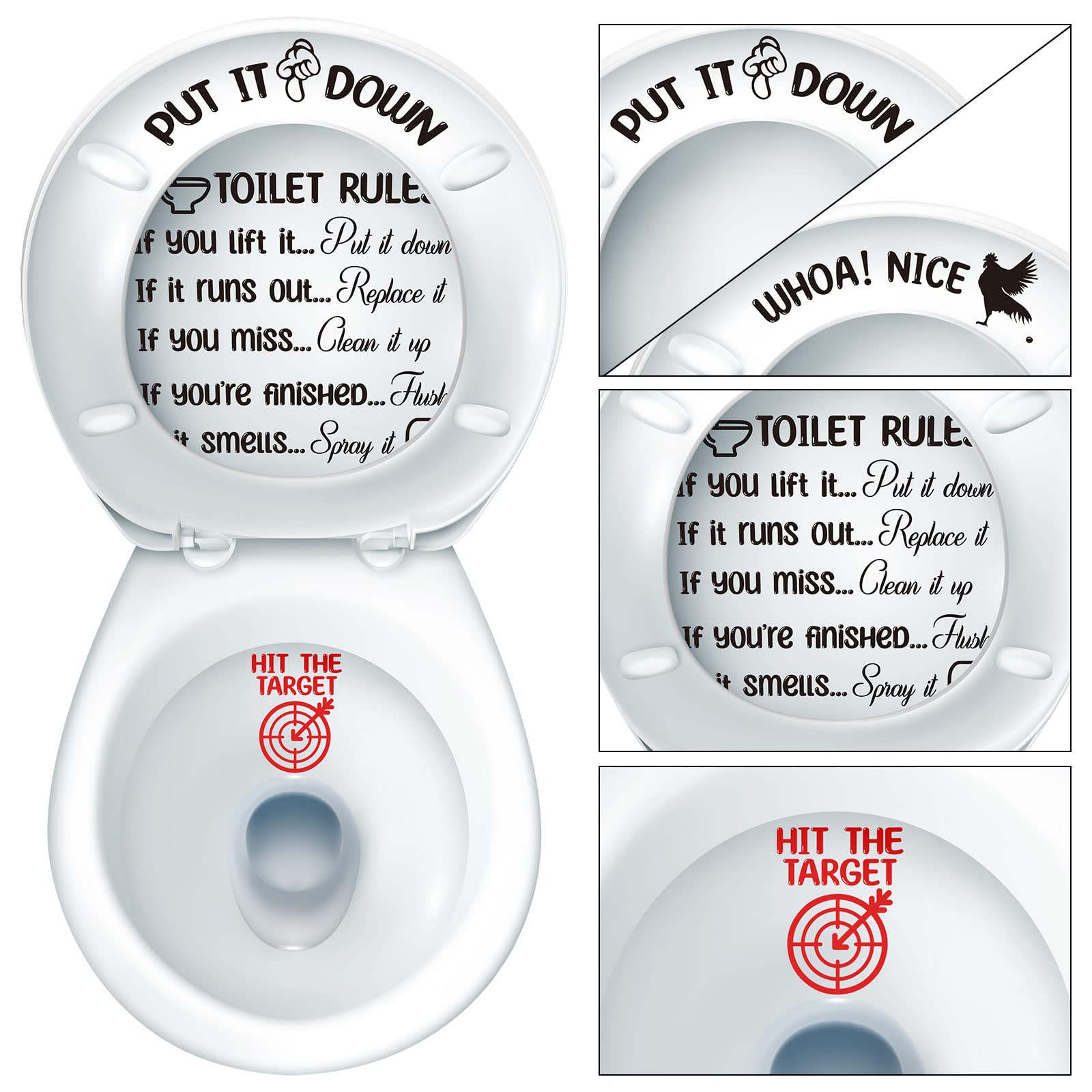 20 Pieces Whoa Nice Rooster Toilet Stickers Put It Down | Desertcart INDIA