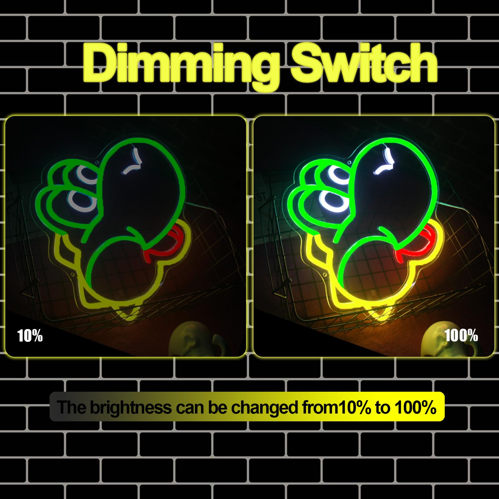 Yoshi Neon Sign Green Led Anime Dinosaur Neon Light Signs for Wall ...