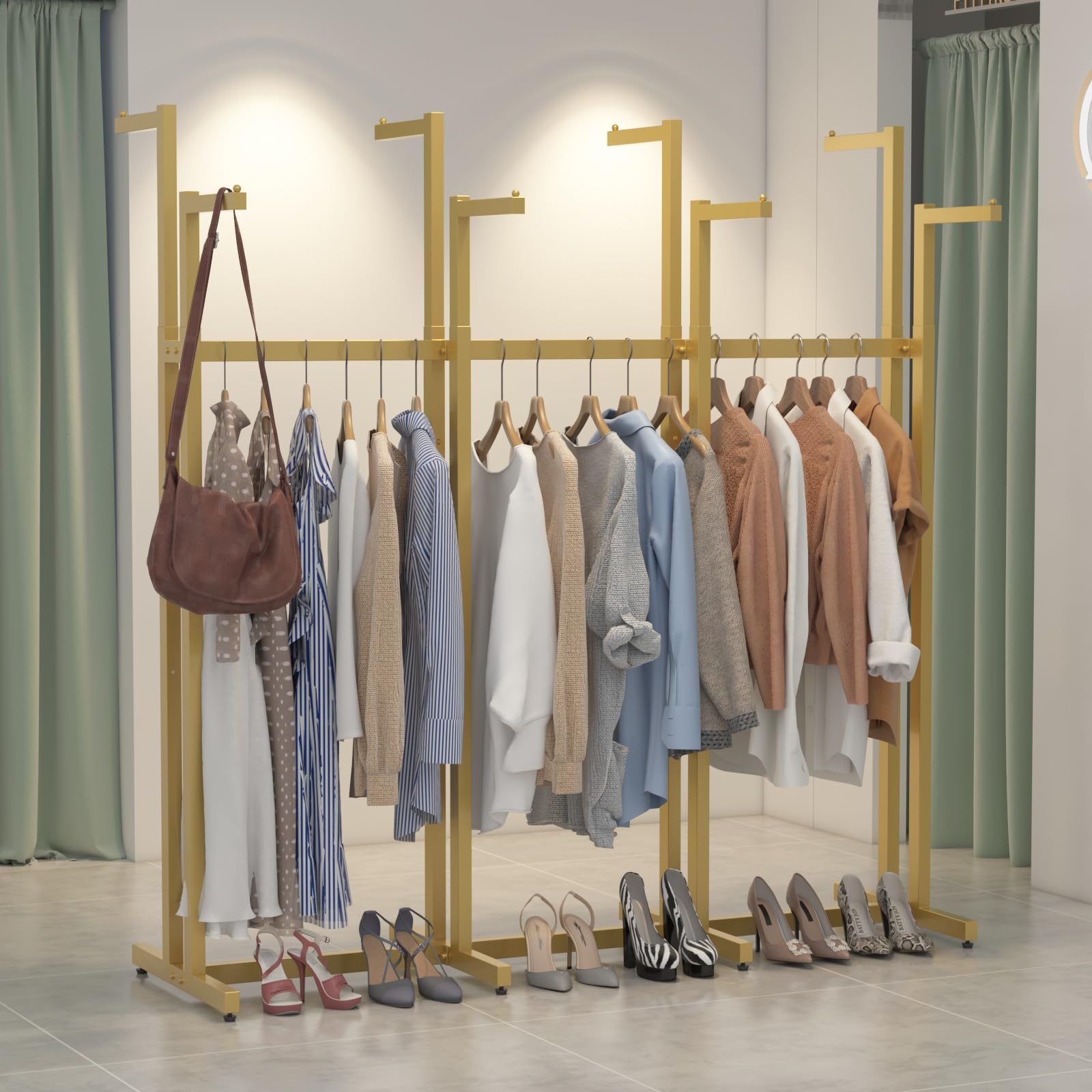 Amazon.com: WTPLWD Gold Clothing Racks, Metal Clothes Rack with 8 ...