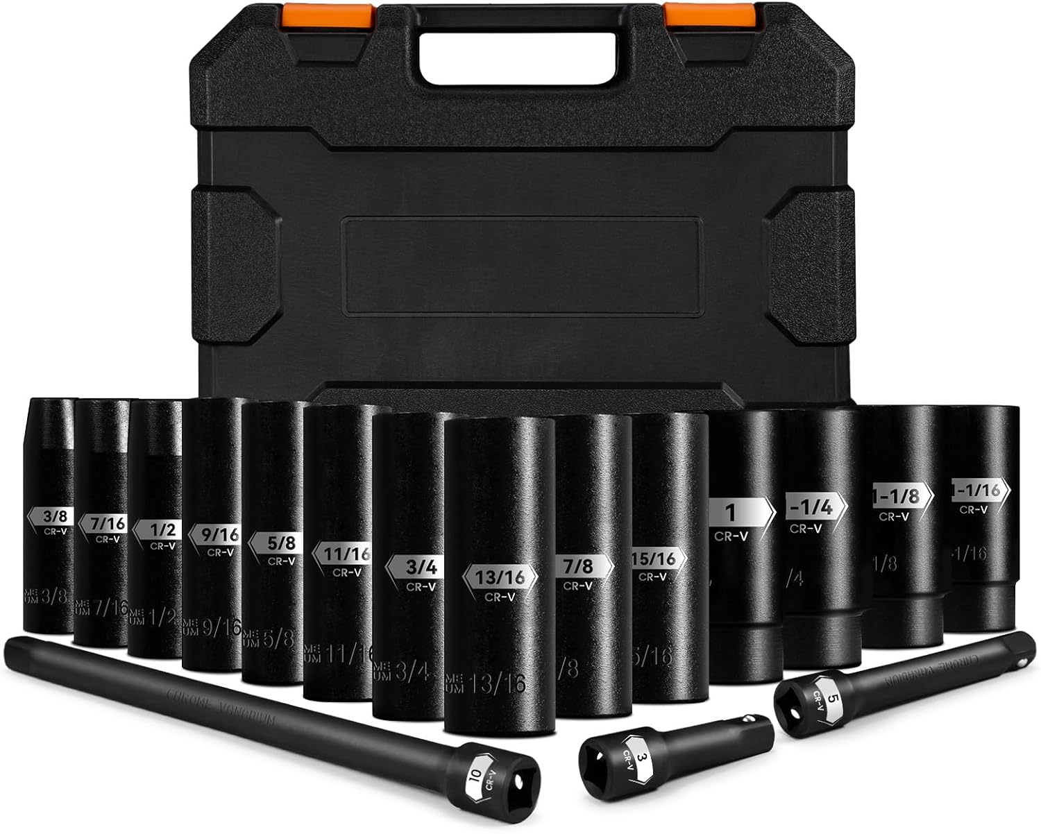 Amazon.com: BLACKROBOT 1/2" Drive Impact Socket Set, 17 Pcs Deep Well ...