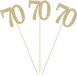 Pack of 10 Gold Glitter 70th Birthday Centerpiece Sticks Number 70 ...