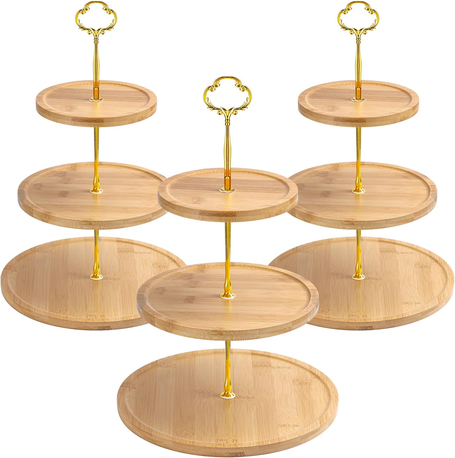 Amazon.com | Set of 3 Wooden Cupcake Stand 3 Tier Wood Holder Bamboo ...