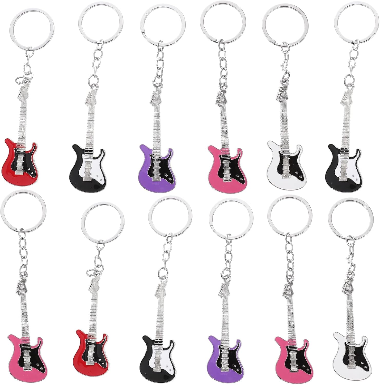 NUOBESTY 12pcs Guitar Keychain Musical Instrument Key Ring Creative Key ...