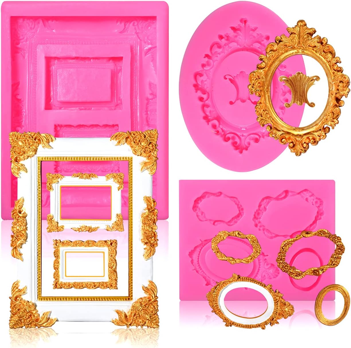 Amazon.com: Photo Frame Fondant Molds, 4 Pcs Silicone Chocolate Molds ...