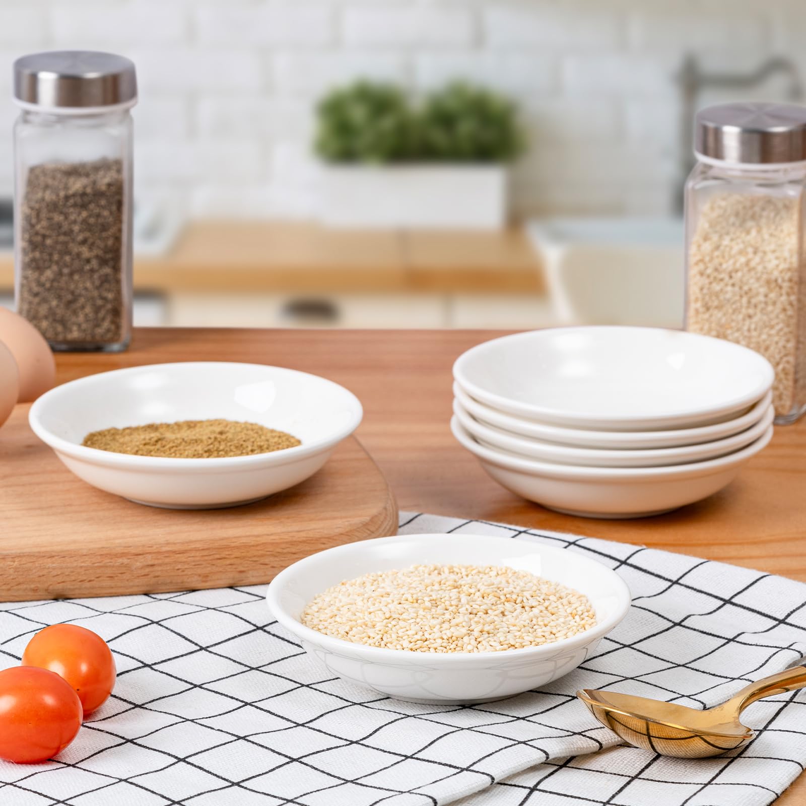 Snapklik.com : 6 Pack Dip Bowls, 3 OZ Ceramic Soy Sauce Dish, White ...