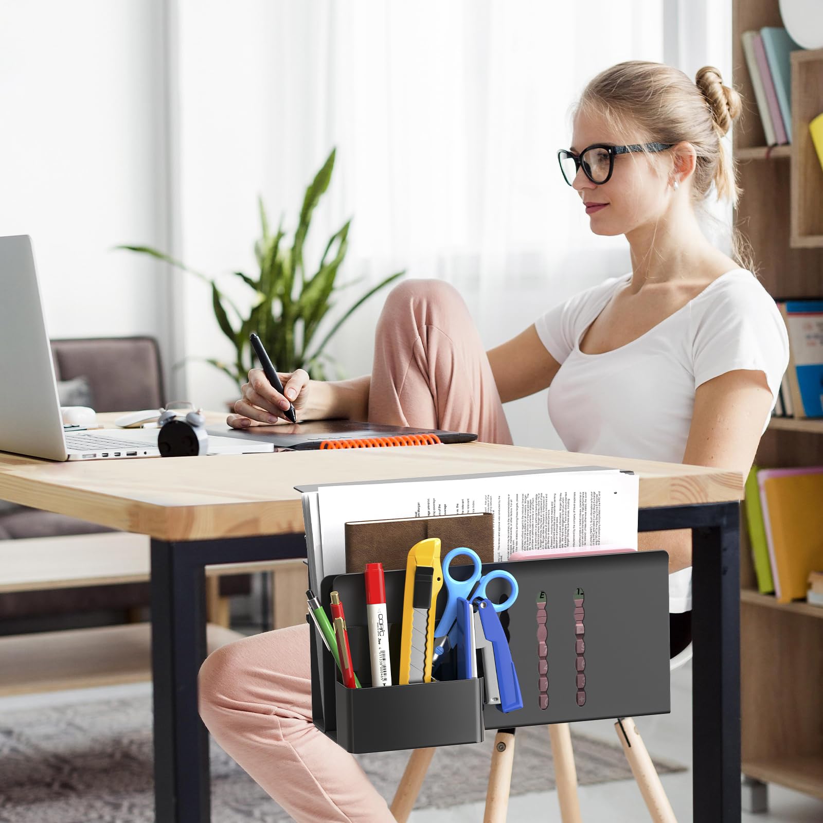 Faswyong 2 Tier Desk Side Storage, Hanging Desk Organizer with Magnetic ...