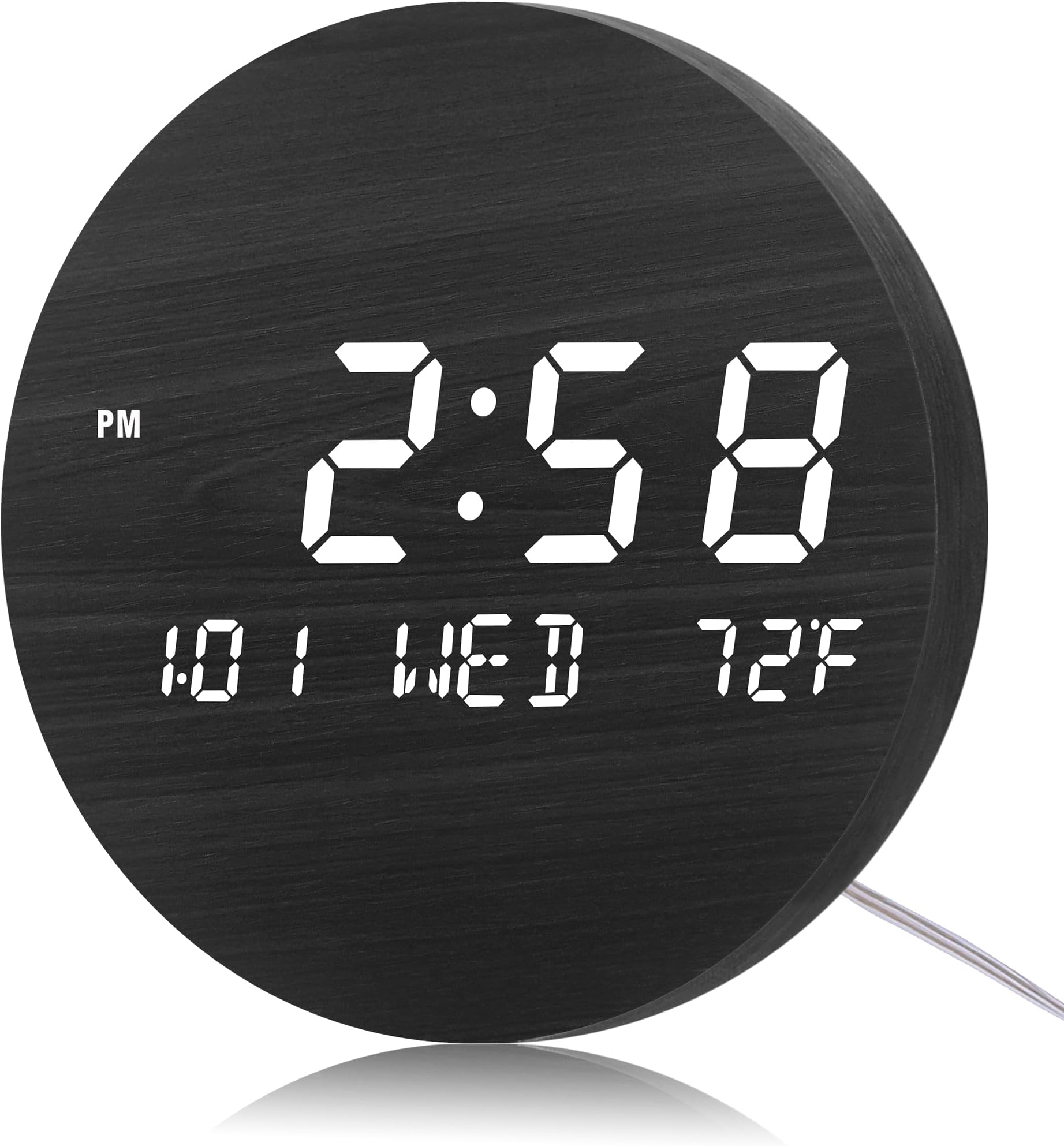 Amazon.com: MARATHON 8-Inch Round Digital Wall Clock, Black/Stainless ...