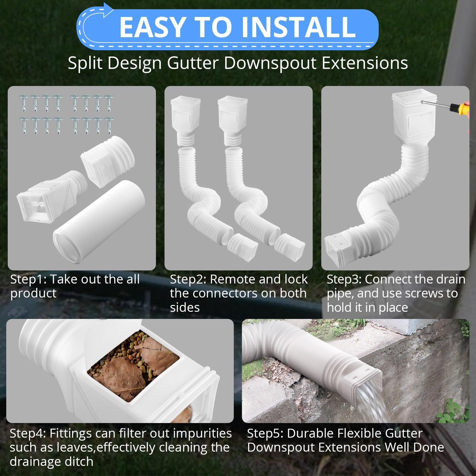 Snapklik.com : CAMWAY Gutter Downspout Extensions,2 Pack Flexible ...