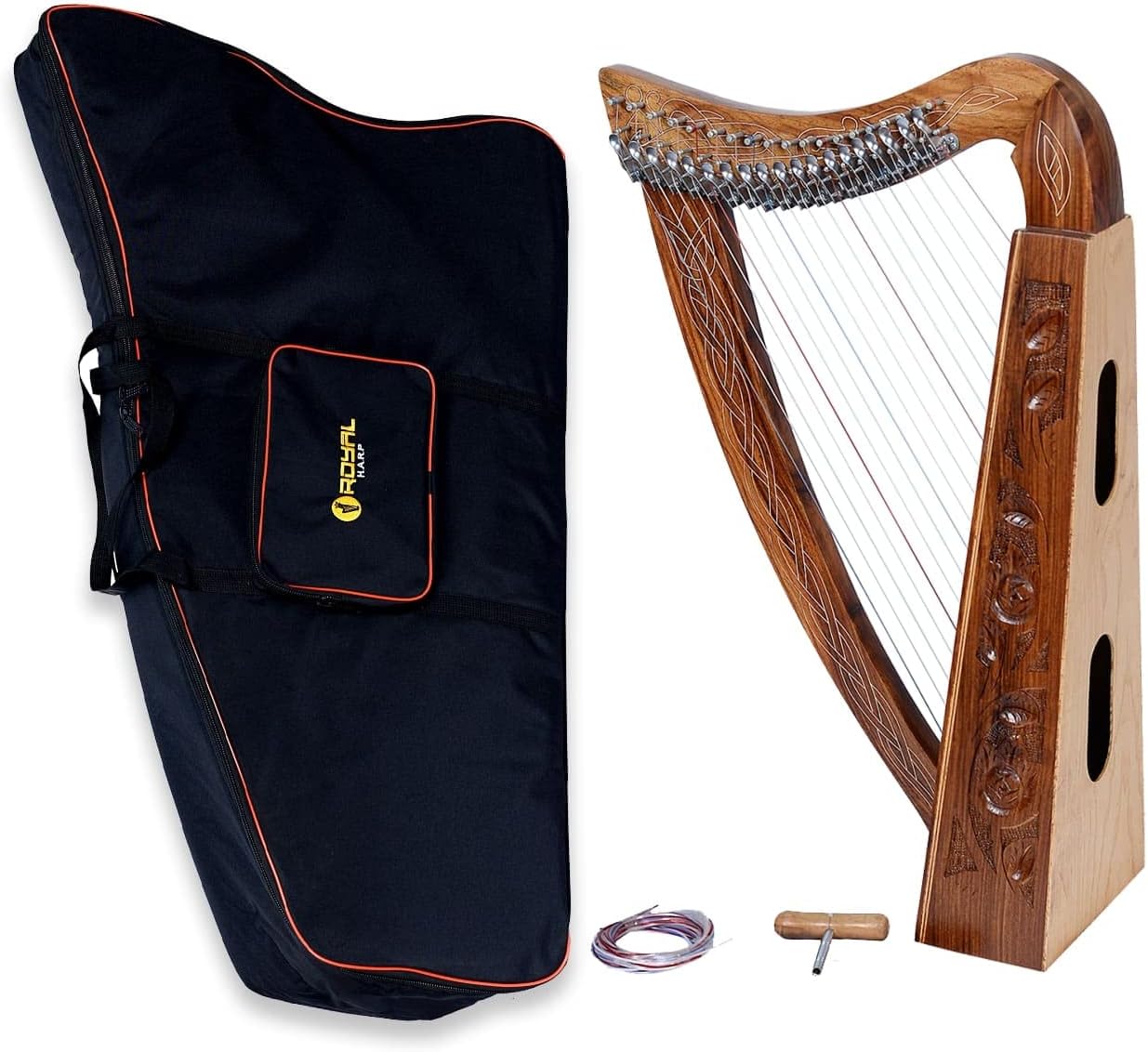 Amazon.com: Celtic Irish Lever Harp 31" Tall 19 Strings Mahogany Solid ...