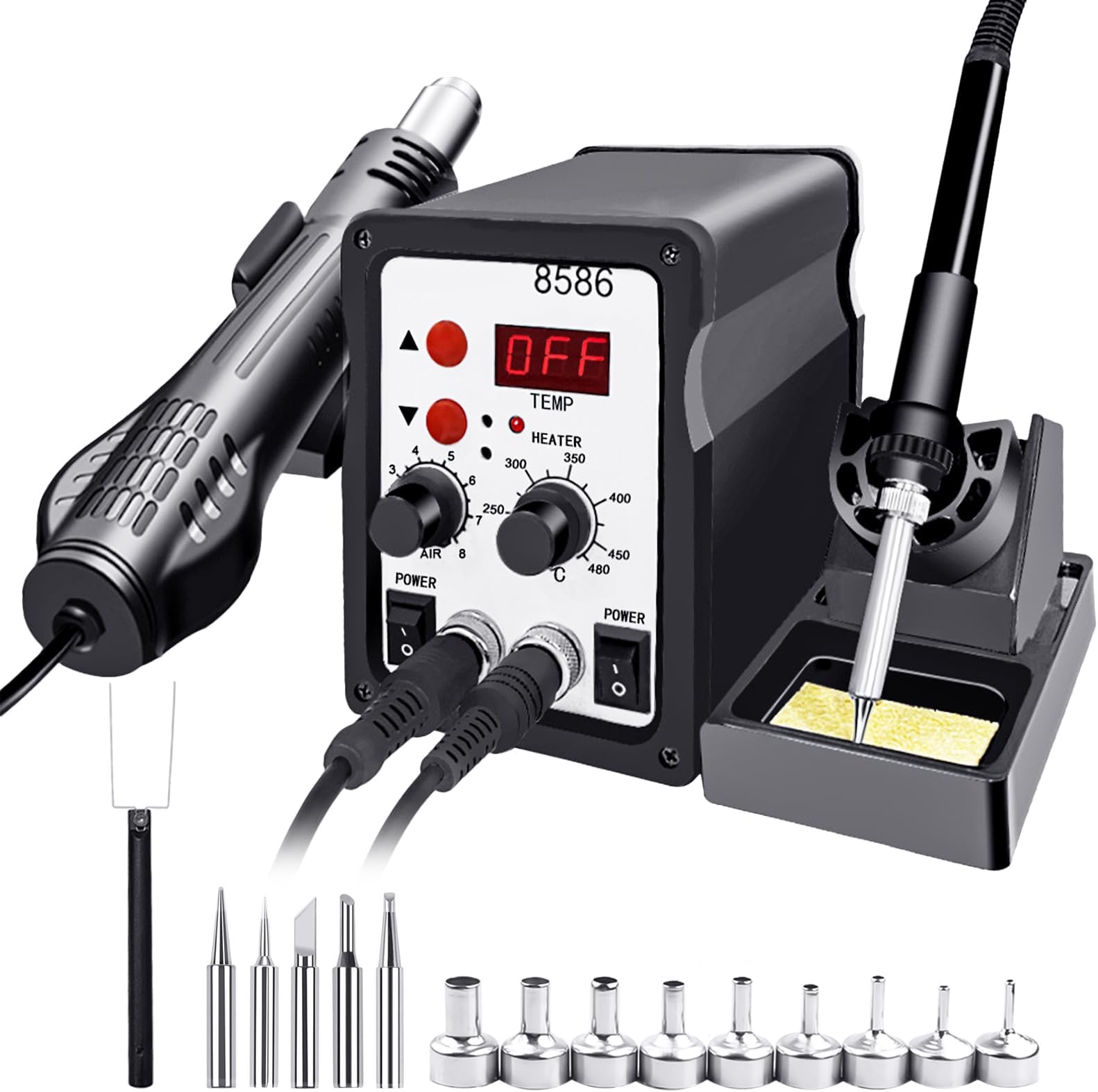 2 in 1 Hot Air Soldering Station, Soldering Iron Kit, 700W Soldering ...