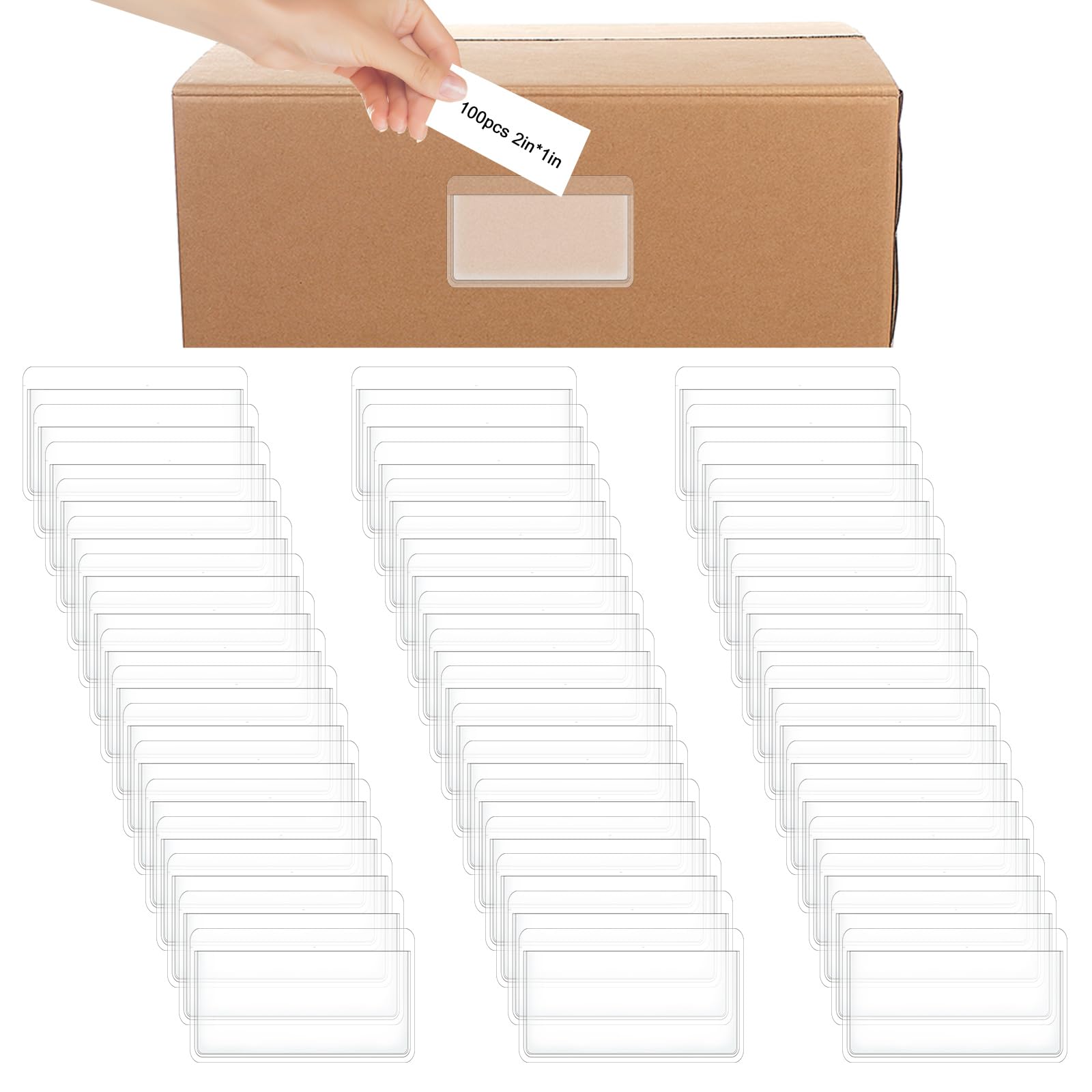 Amazon.com : 100 Pcs Clear Adhesive Pockets Index Card Pockets with Top ...