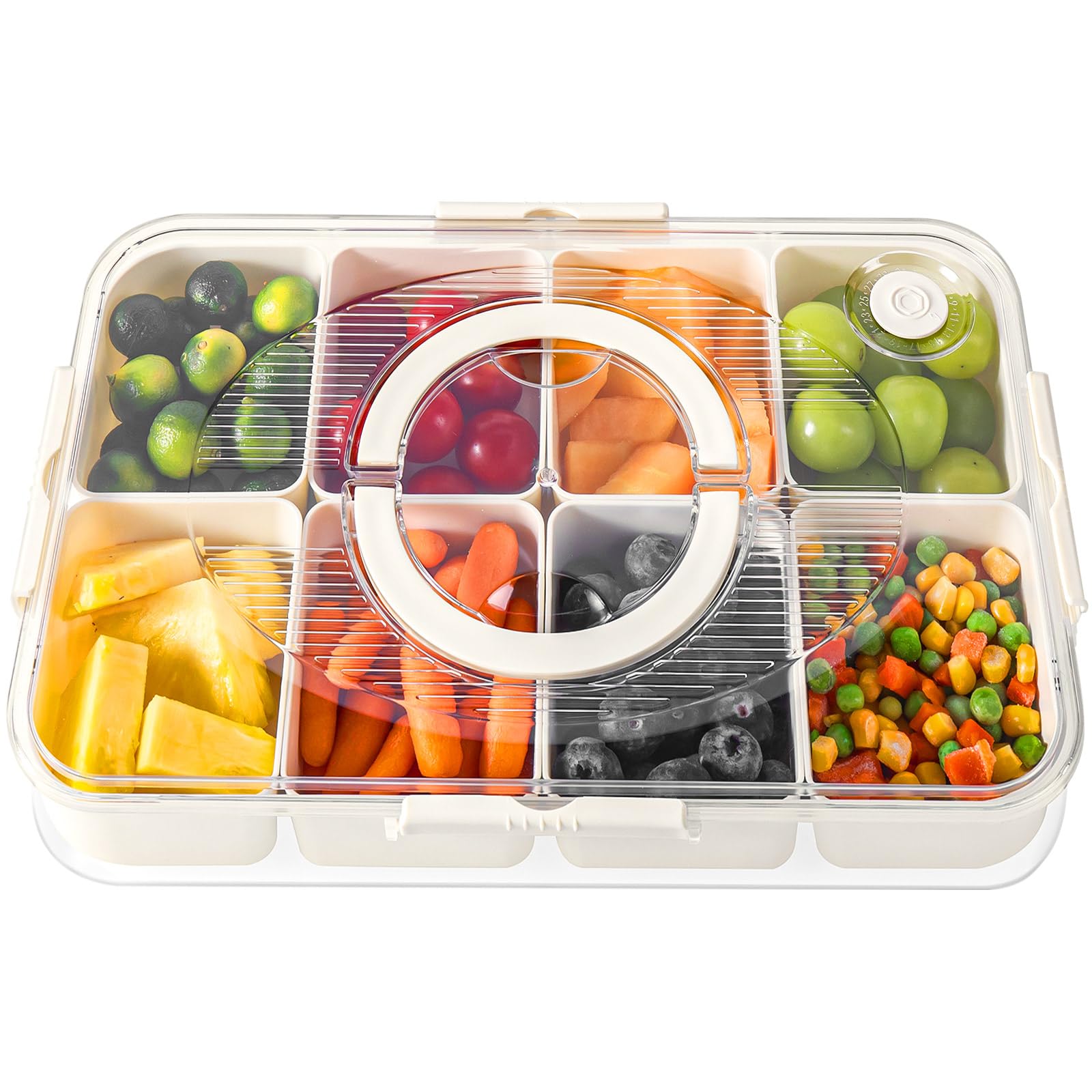 Luxear Divided Serving Tray with Lid,Snack Tray Box with 8 Compartments ...