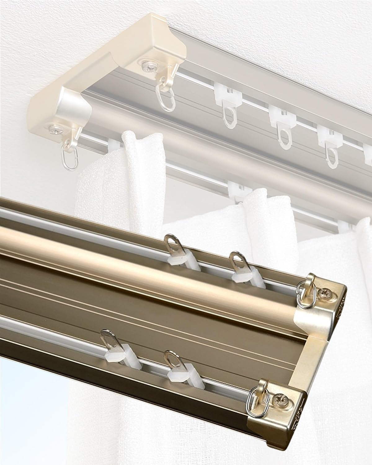 Amazon.com: Heavy Duty Double Conjoined Curtain Track Set, Ceiling Room ...