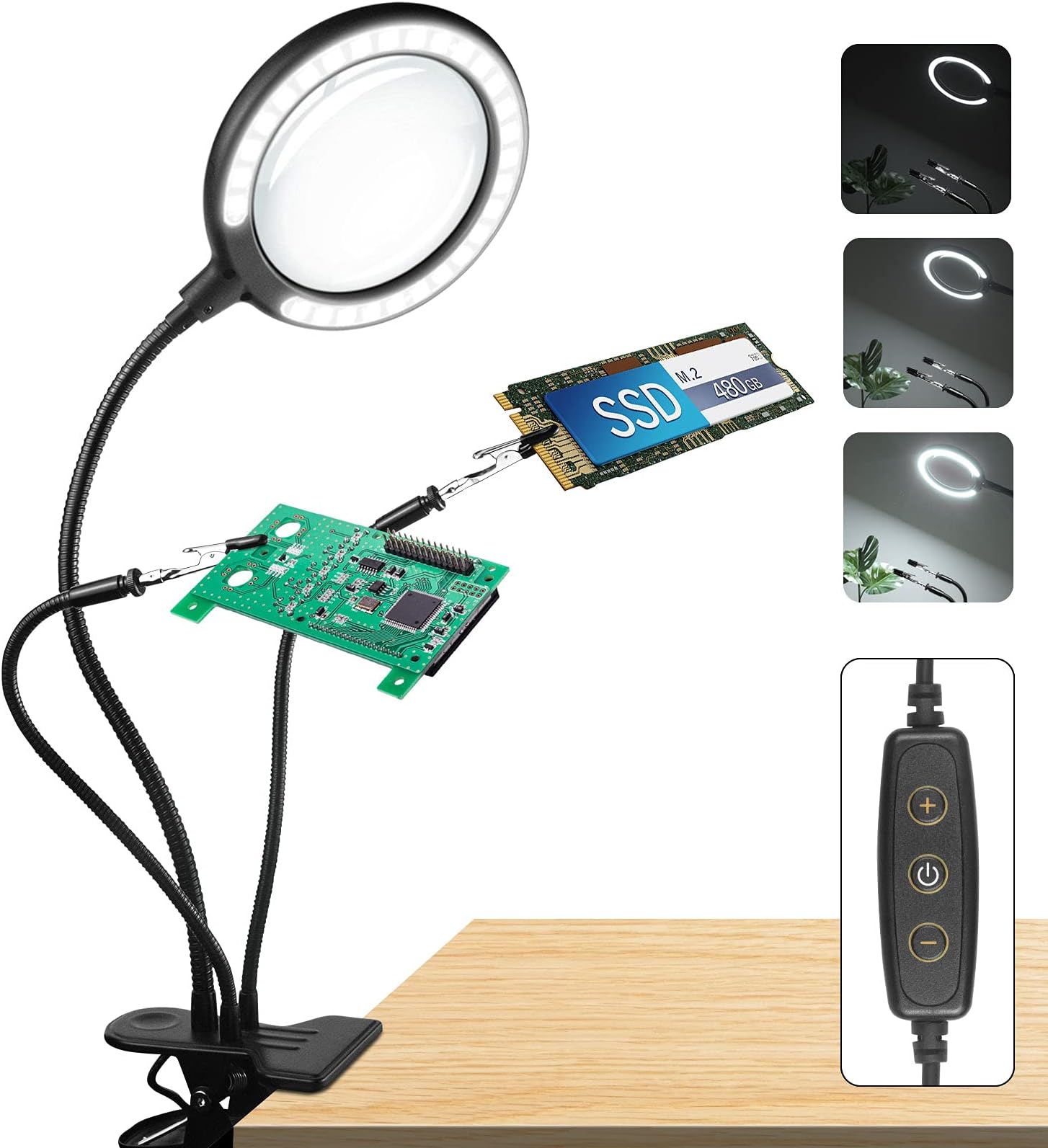 Lente Ingrandimento con Luce Supporto Multifunzione 3X di Terza Mano,2 ...