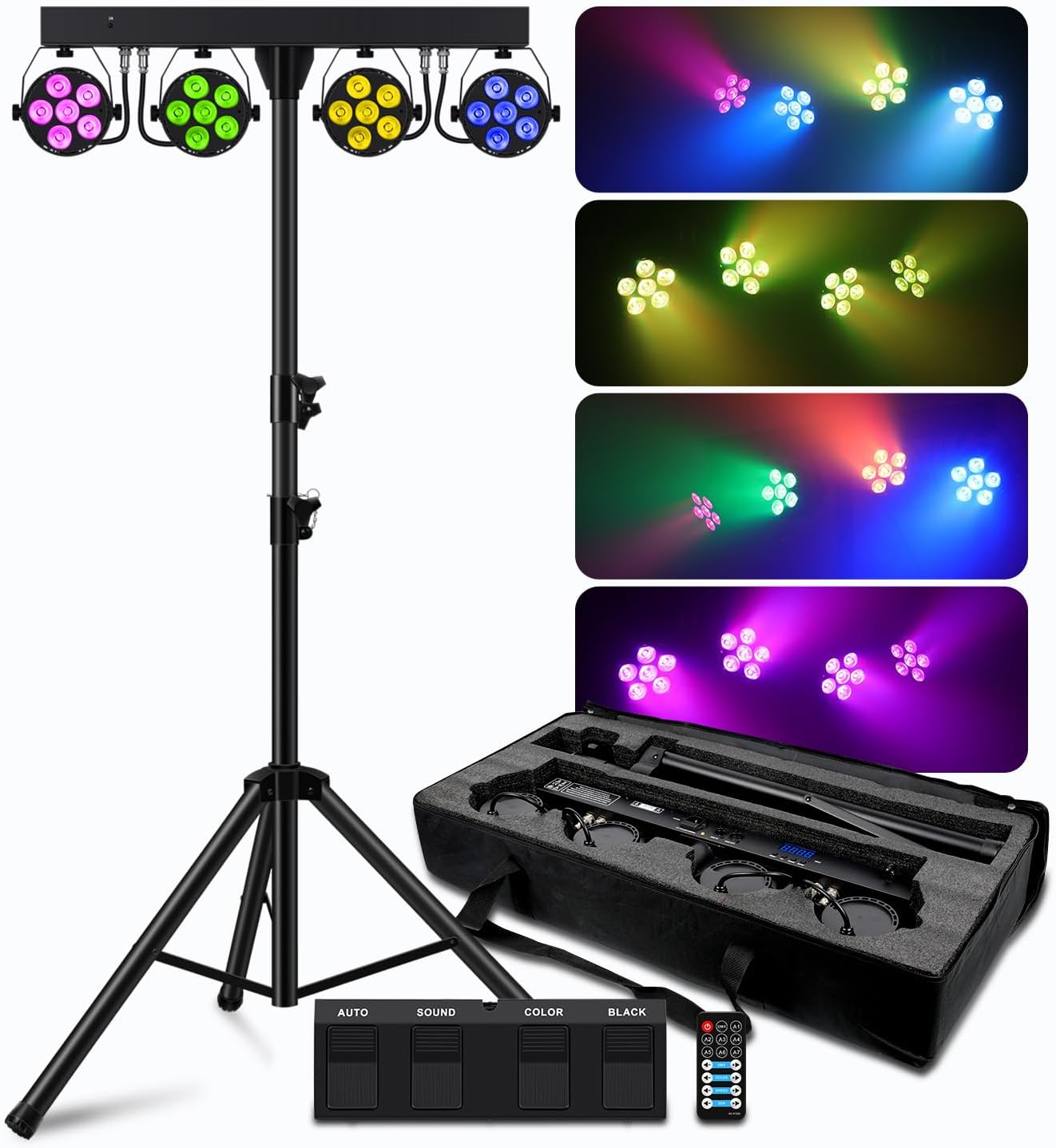 Amazon.com: Zoxa DJ Stage Lights with Stand – LED Par Light with 4 Bar ...