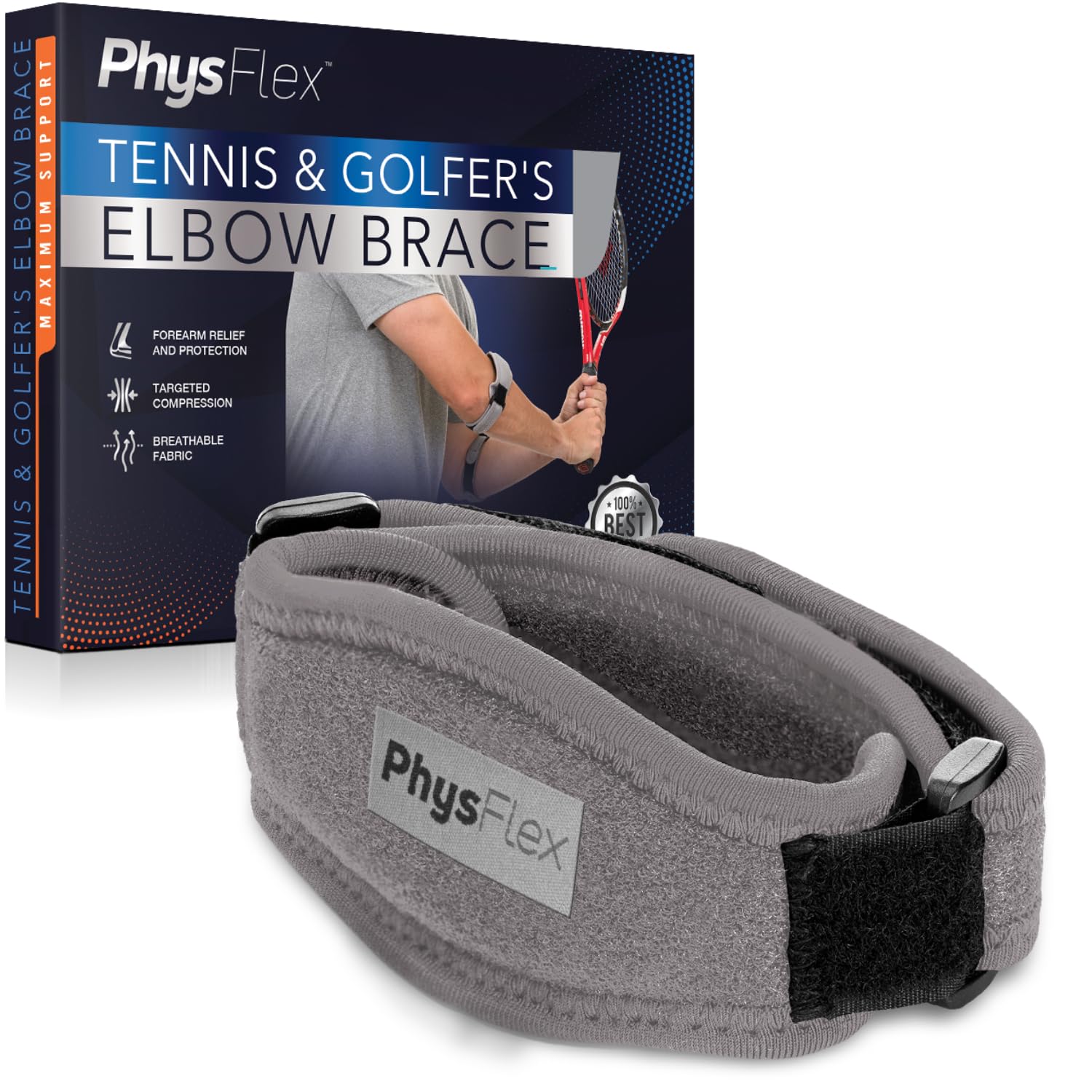 Snapklik.com : PhysFlex Elbow Brace 1-Pack For Men & Women, Adjustable ...