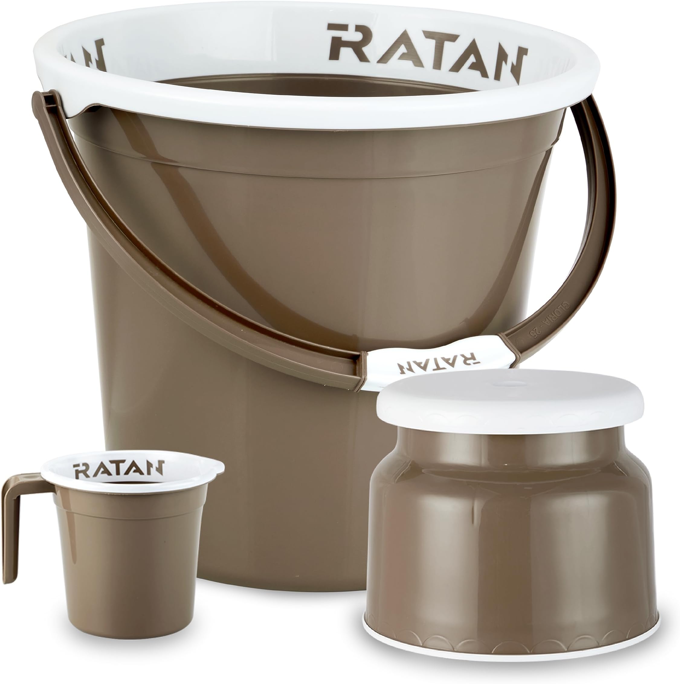 RATAN PLASTICWARE Plastic Bathroom Set of 3 Pieces Combo Pack Gloria ...