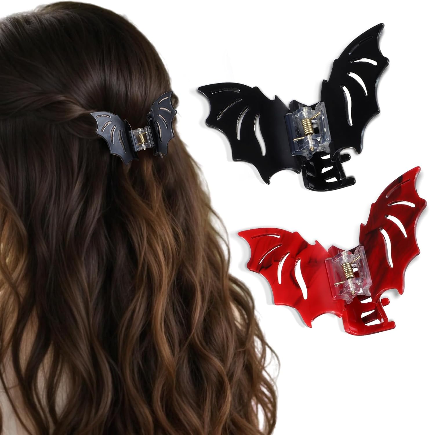 Andibro 2Pcs Halloween Bat Hair Claw Clip, Gothic Bat Hair Clips Hollow ...
