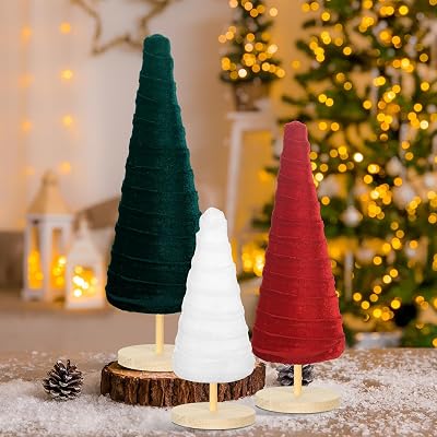 Amazon.com: Liliful 8 Pieces Christmas Velvet Trees Set Modern ...