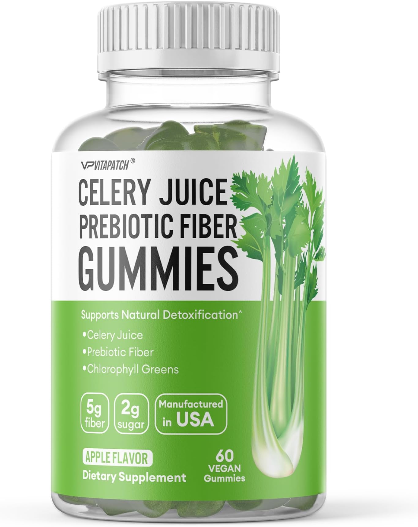 Amazon.com: VitaPatch Celery Juice Fiber Gummies for Adults - Prebiotic ...