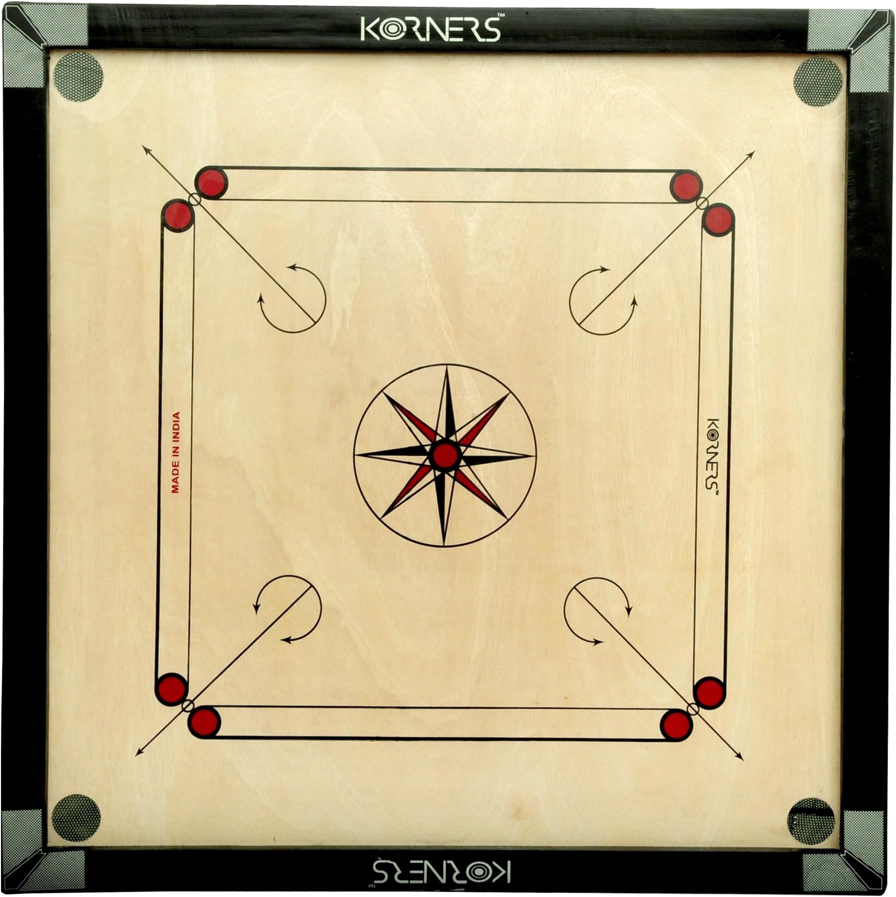 Buy KORNERS Carrom Board with Striker, Coins and Powder, Multicolor ...