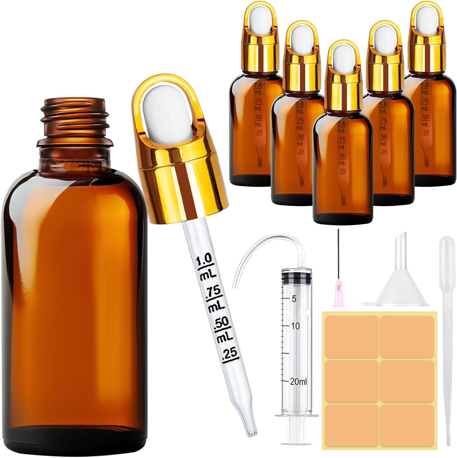 CoKeeSun 30ml Glass Dropper Bottle, 5 Pcs Brown Dropper Bottles with ...