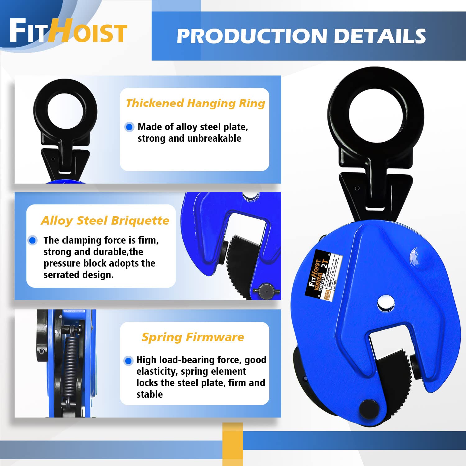 Snapklik.com : Vertical Plate Clamp 4400Lbs Load Capacity Lifting Clamp ...