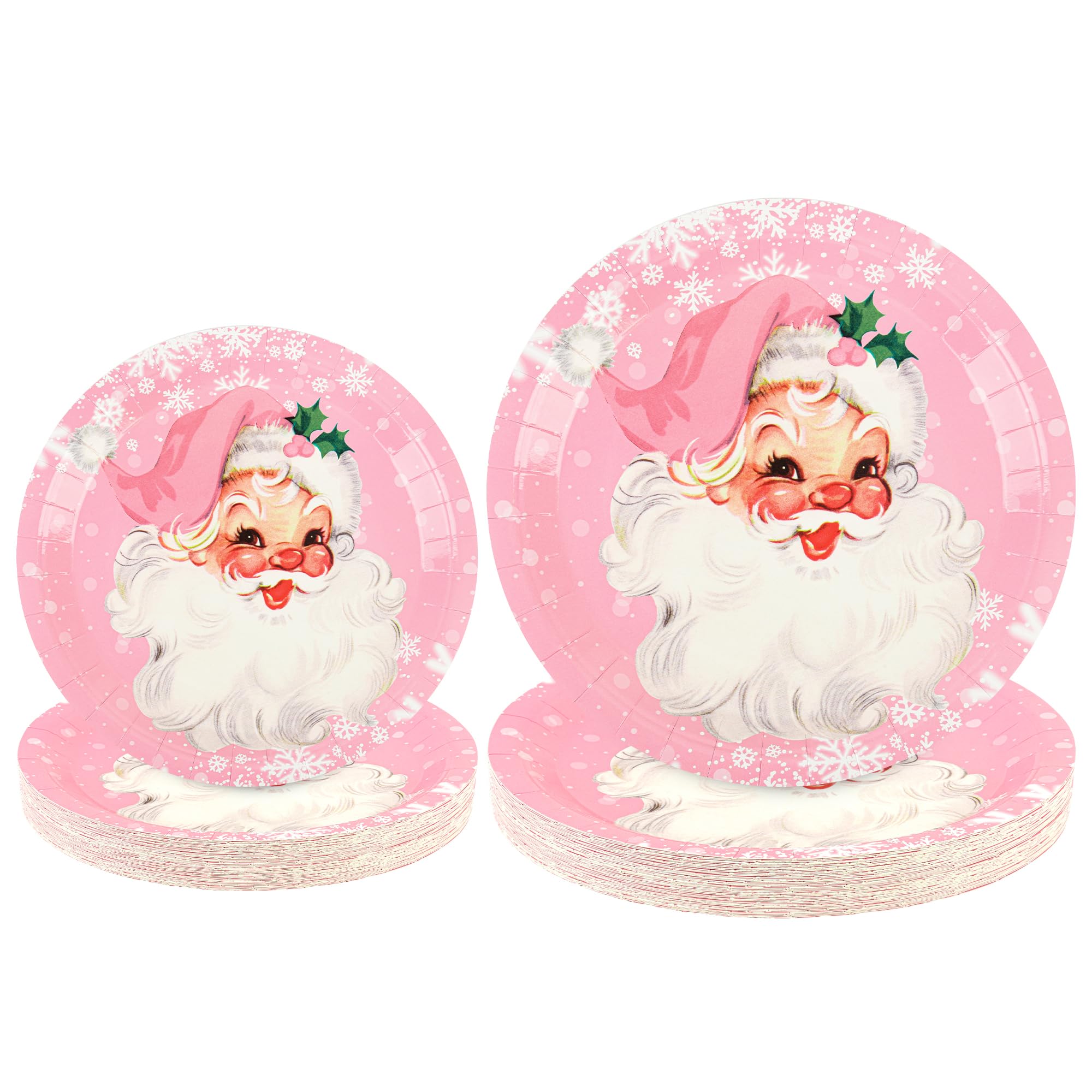 Amazon.com: Elyxio 48Pcs Pink Christmas Party Plates Santa Claus ...