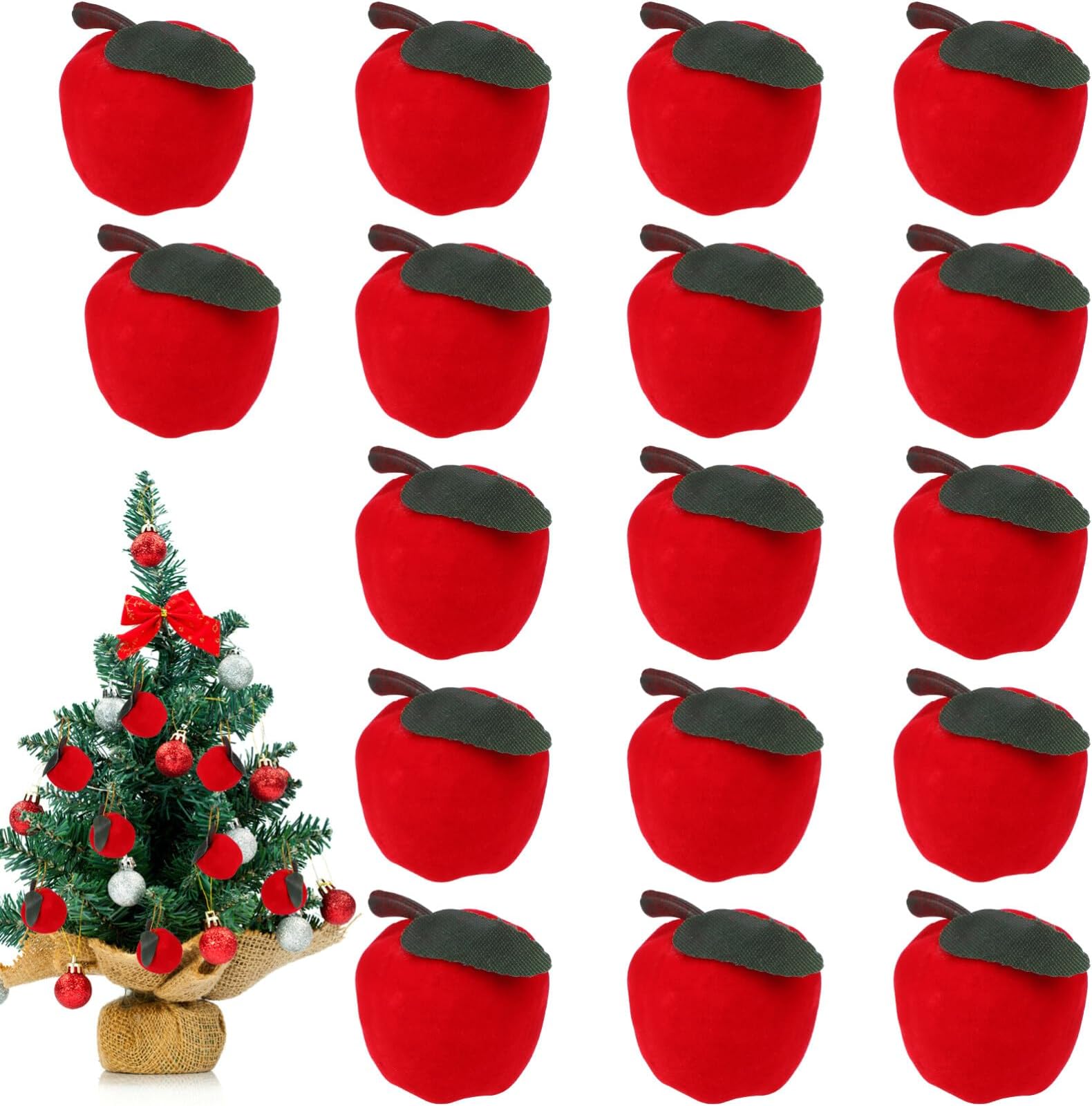 Amazon.com: Glittered Red Apple Mini Glass Christmas Ornament ...
