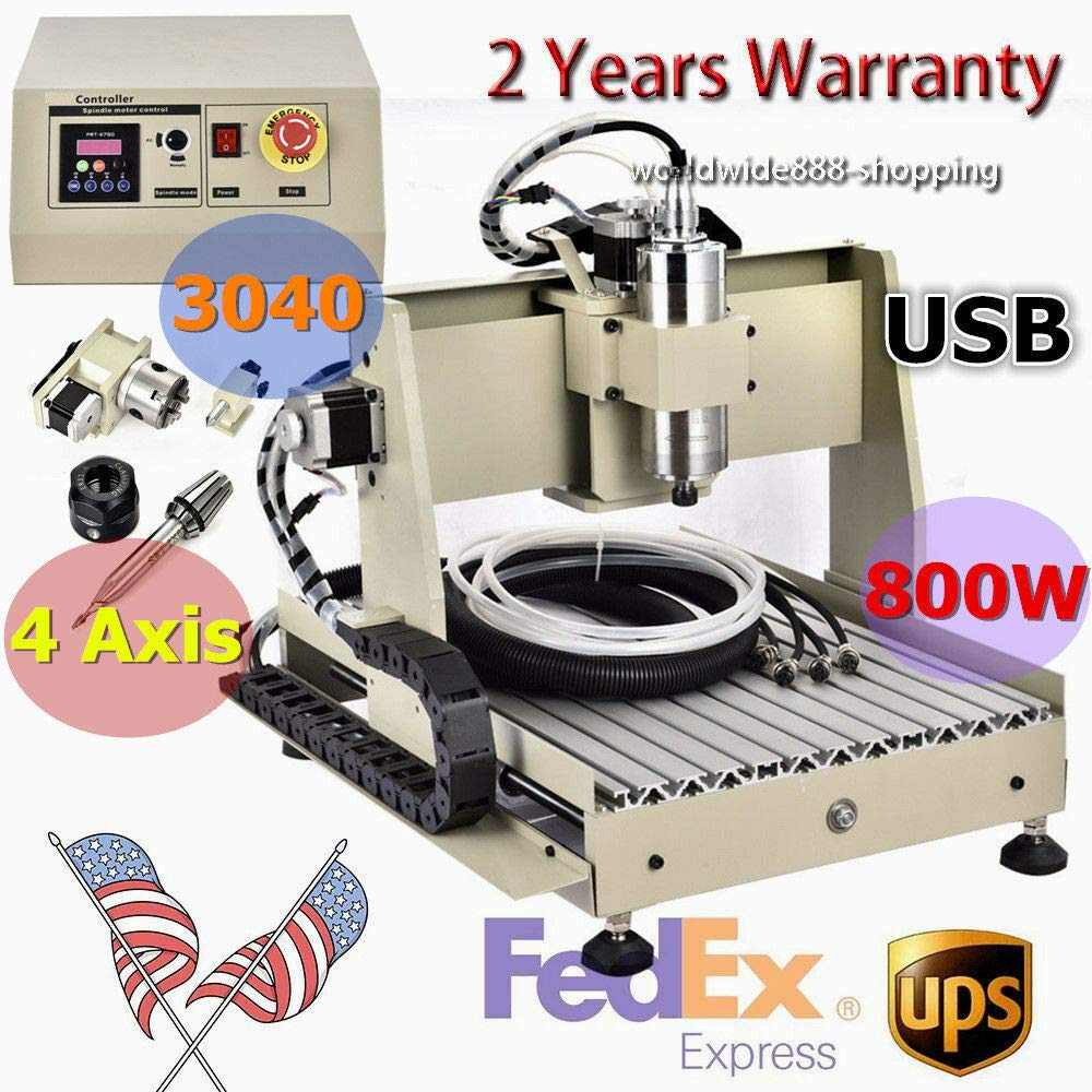 Buy 4 Axis CNC 3040 Router Engraver 800W Desktop Engraving Milling ...