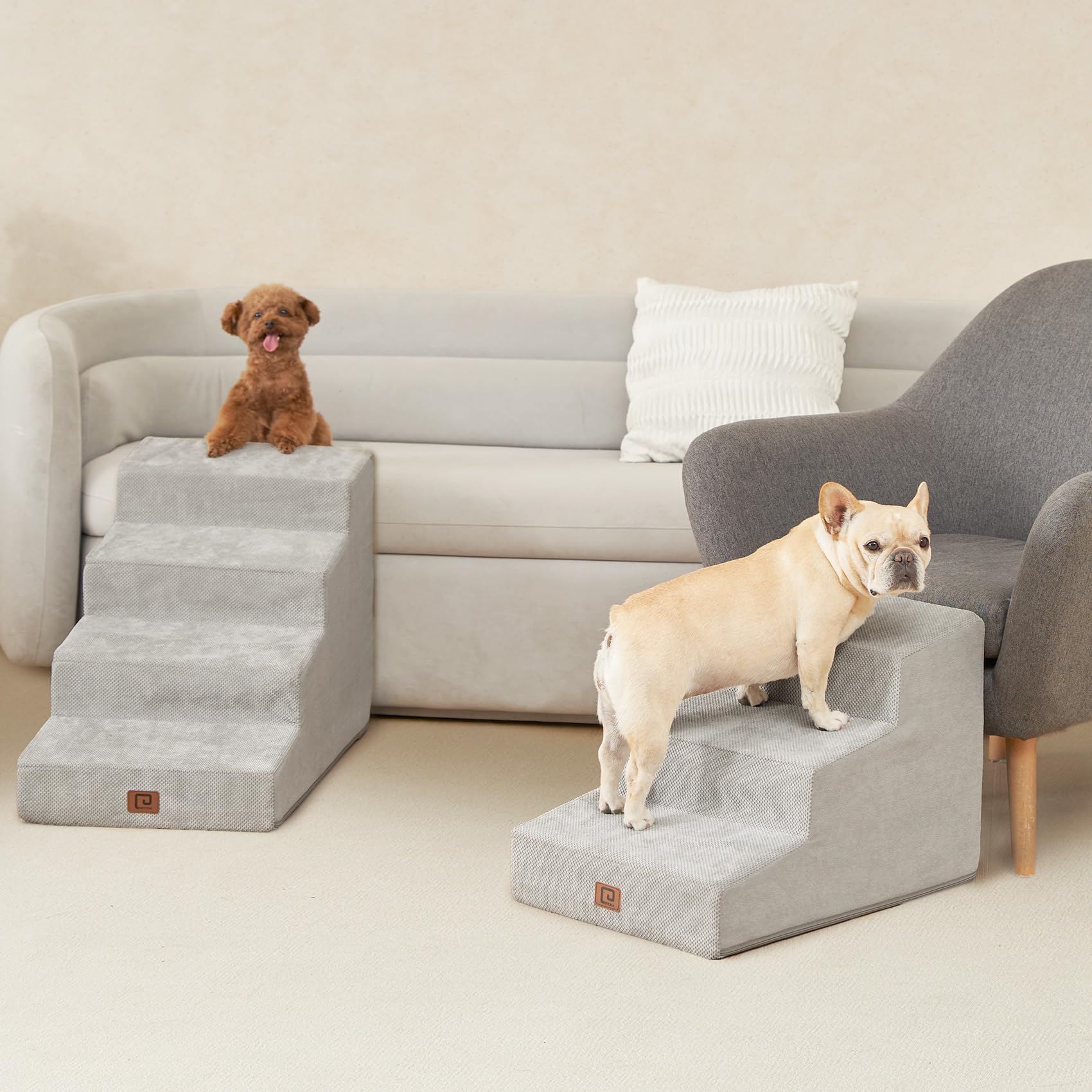 EHEYCIGA Dog Stairs for Small Dog 15.7â€?H, 3-Step Slope Dog Stairs for ...